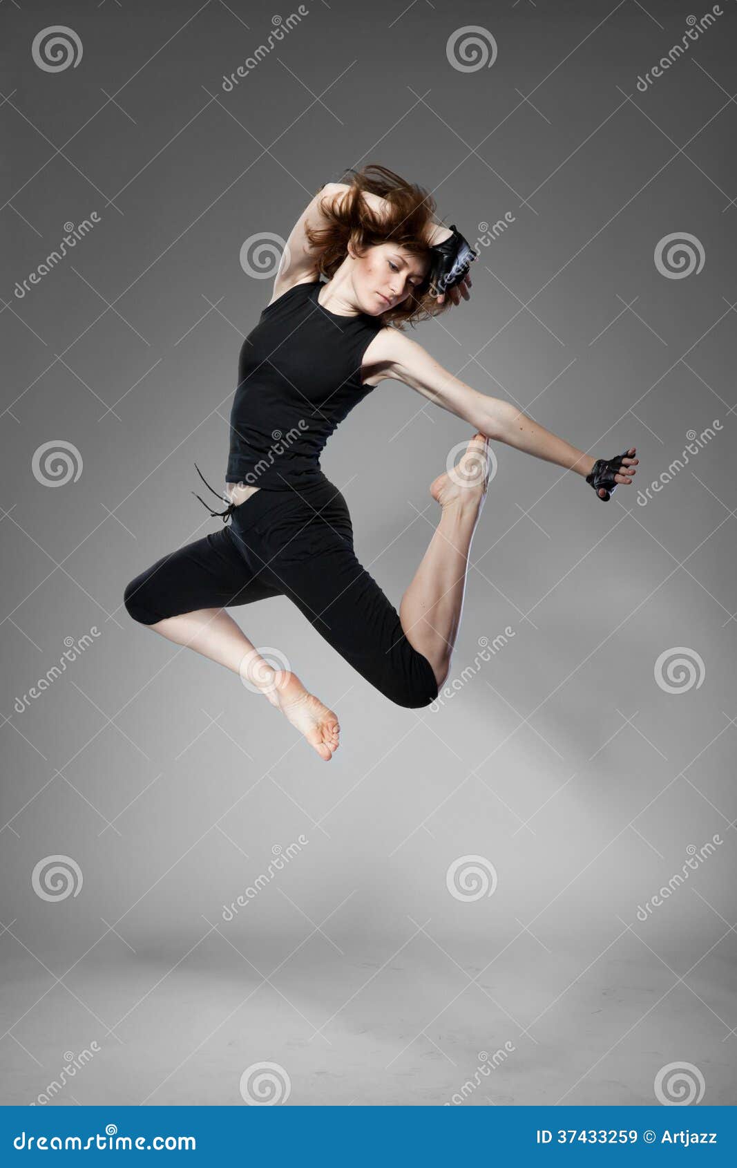 Attractive jumping woman stock image. Image of exercise - 37433259