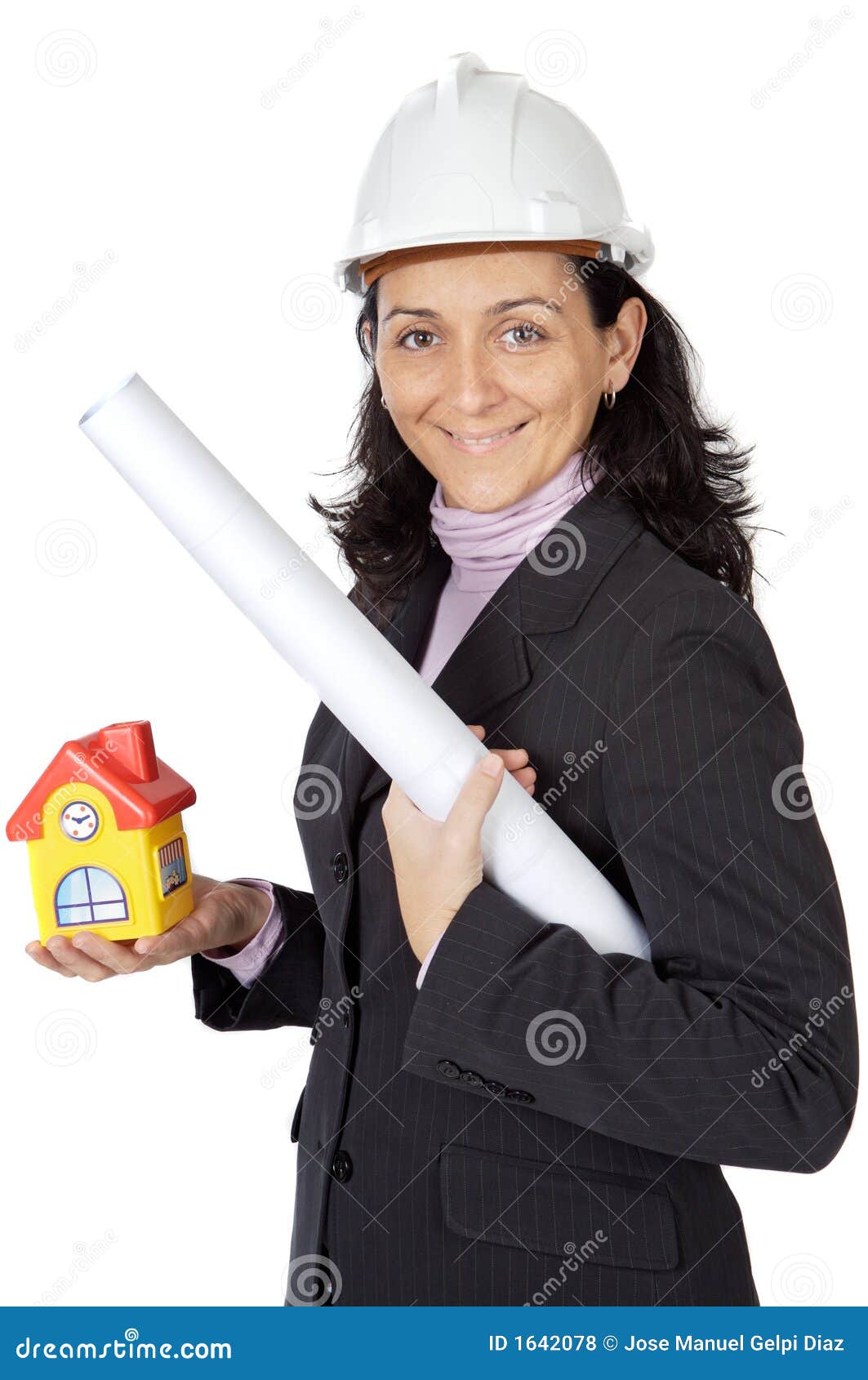 Lady Architect Holding Rolled Up Blueprints Royalty-Free Stock Image ...