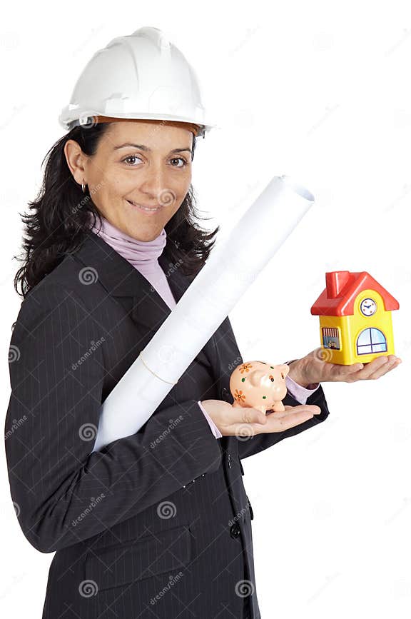 Attractive lady architect stock image. Image of engineer - 1703511