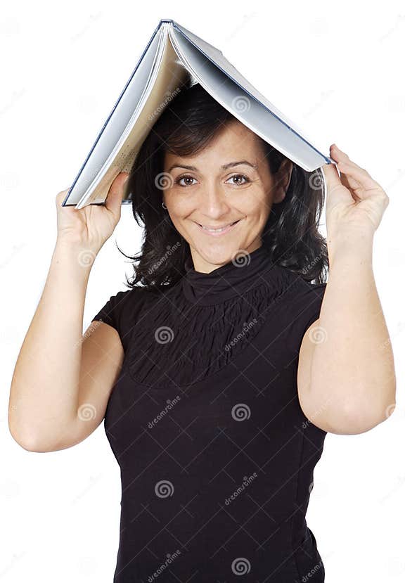 Attractive Lady with a Book in the Head Stock Image - Image of pretty ...