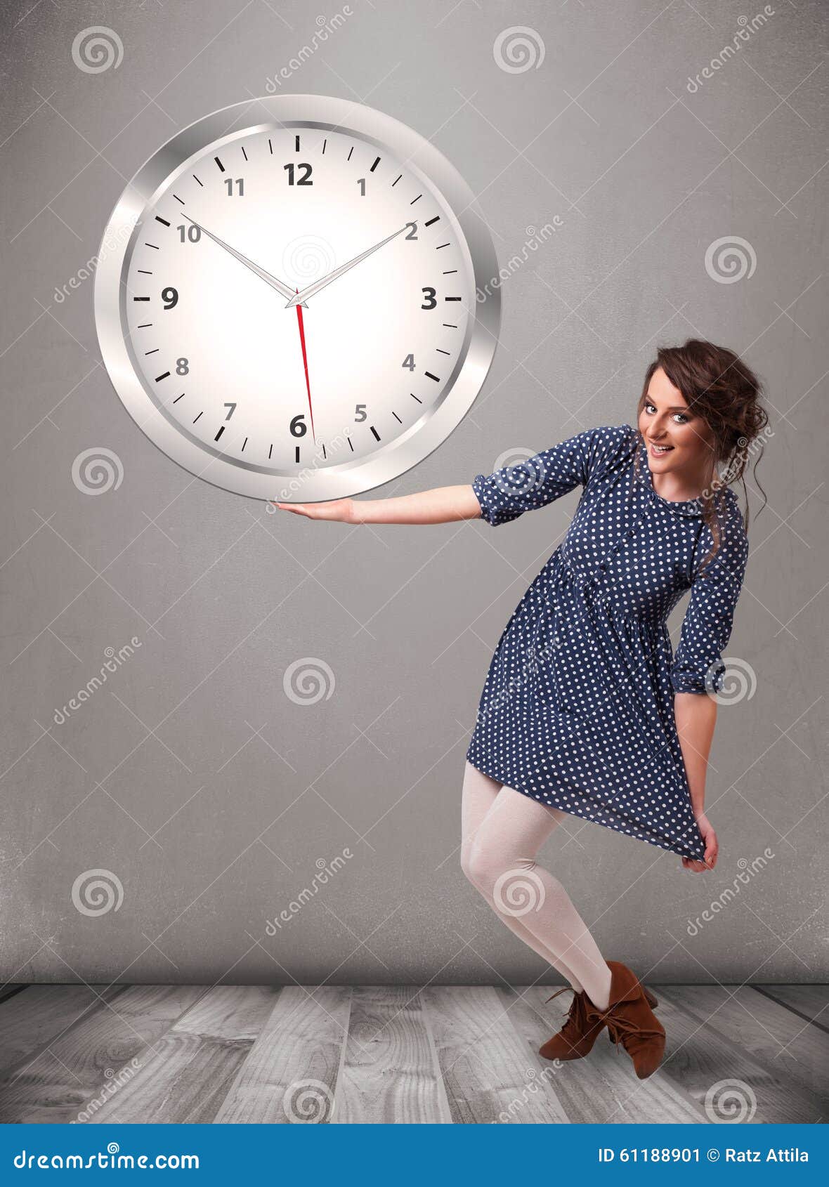 Attractive Lady Holding a Huge Clock Stock Image - Image of clocks ...
