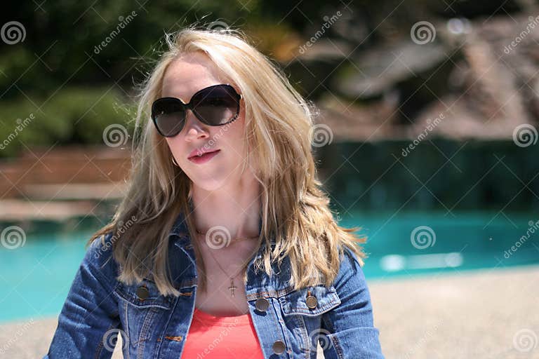 An Attractive Lady by the Pool Stock Photo - Image of good, female ...