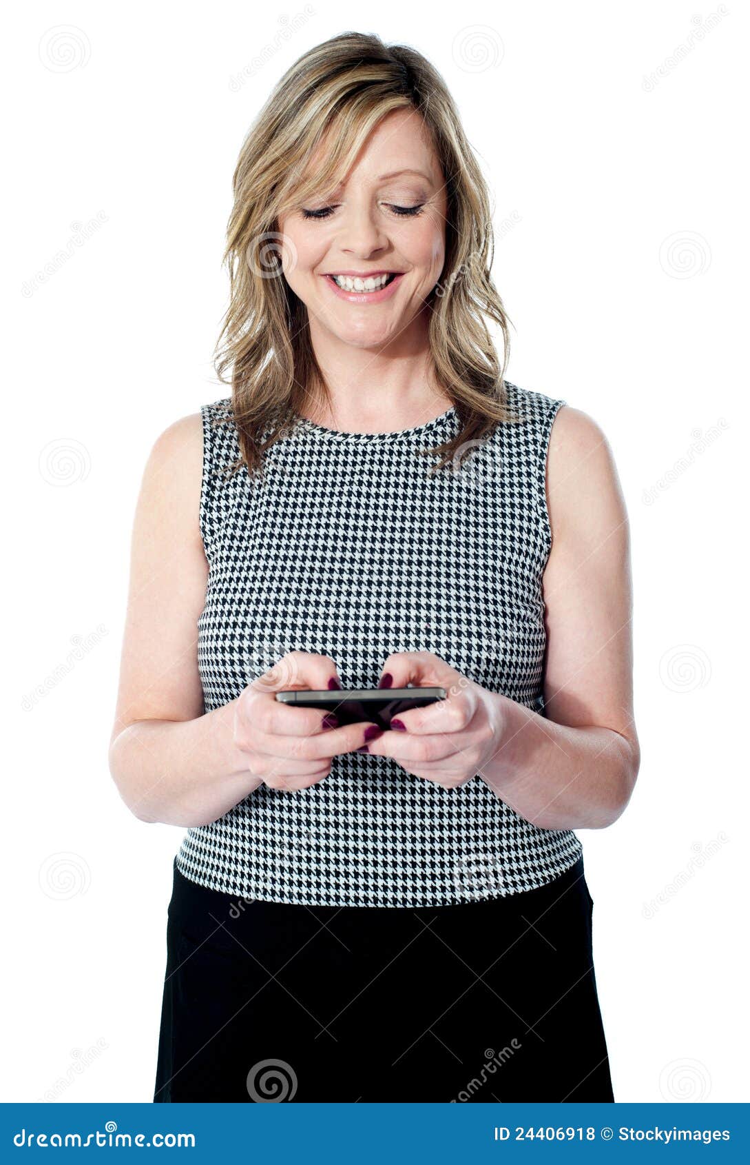 Attractive Lady Using Mobile Phone Stock Photo - Image of messages ...