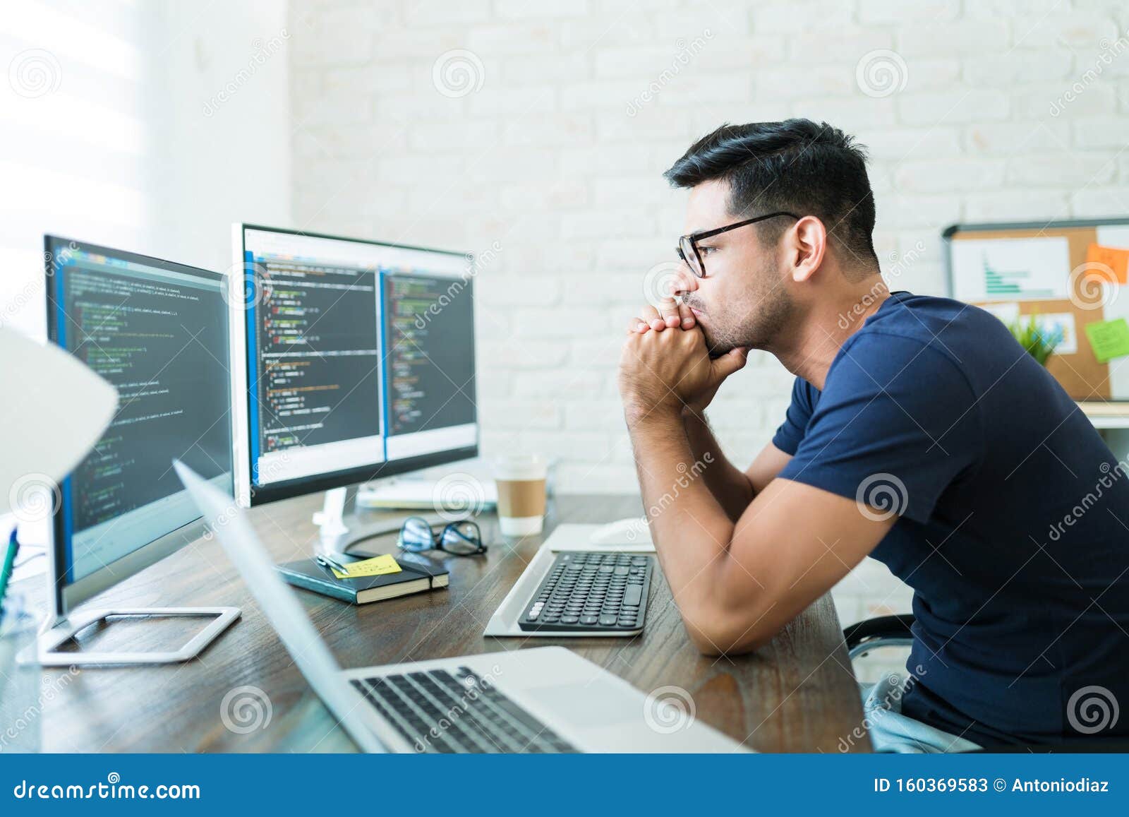 Attractive Male Coding on Computer at Desk Stock Image - Image of ... Attractive Male Coding on Computer at Desk Stock Image - Image of ...