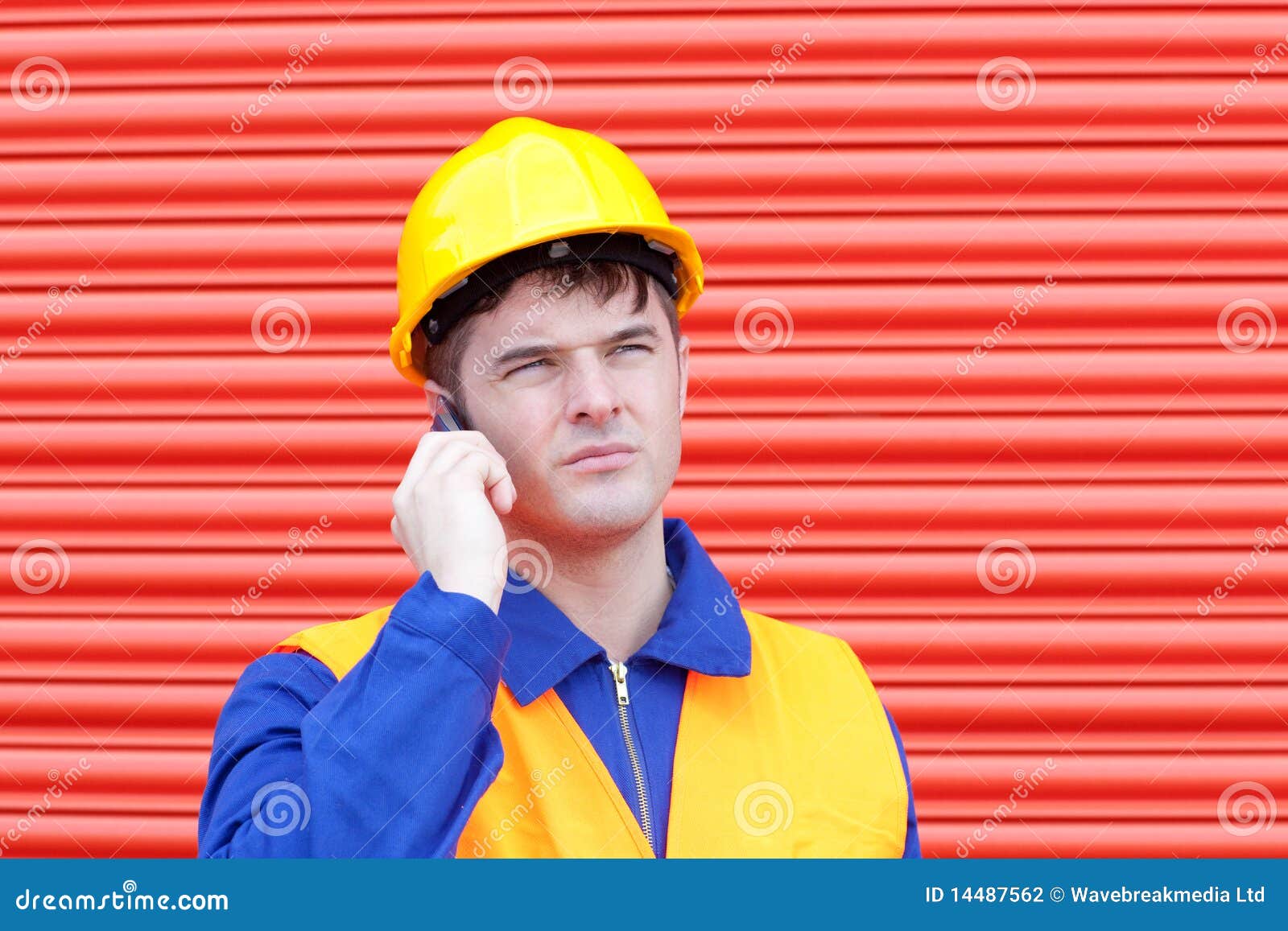 Attractive Male Engineer Talking on the Phone Stock Photo - Image of ...