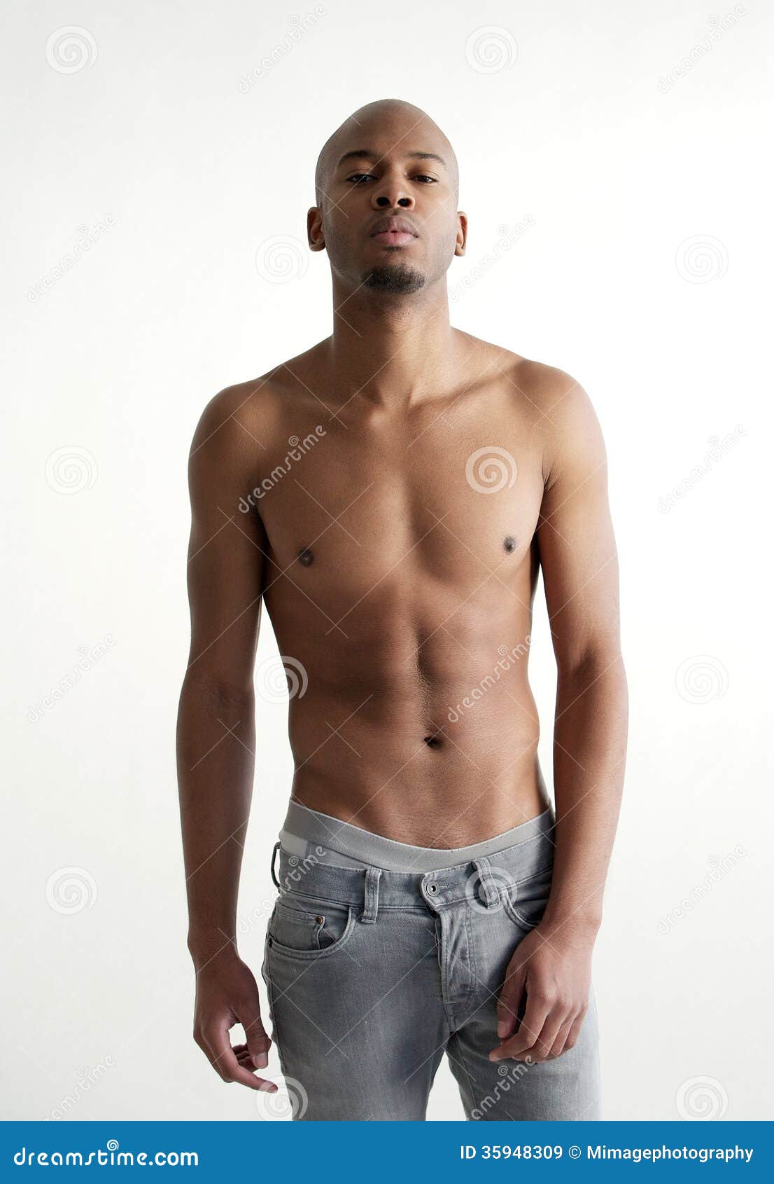 Attractive Male Model Standing on White Background Stock Image - Image ...