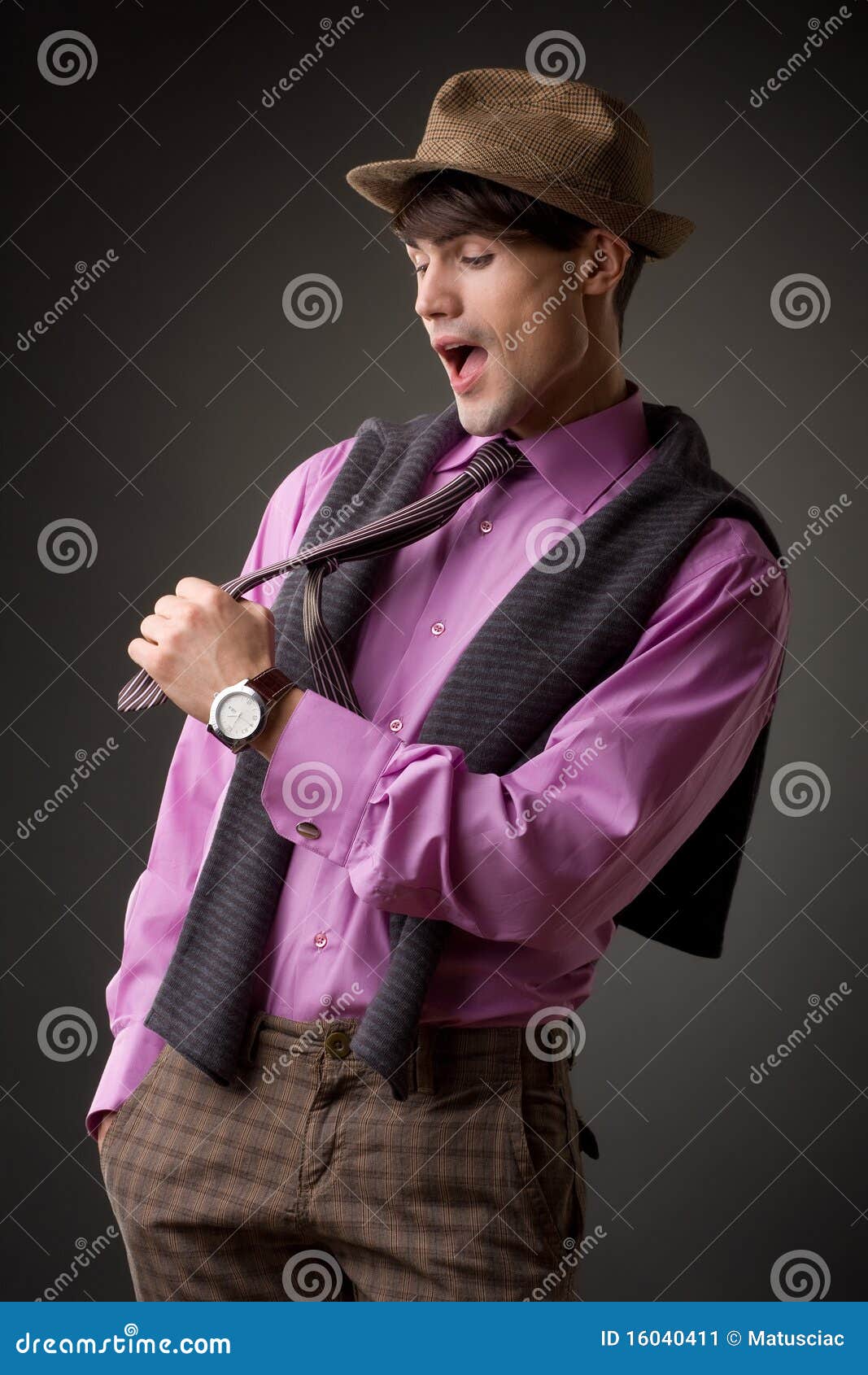 Attractive Male Smiling, Retro Clothes Stock Image - Image of fashion ...