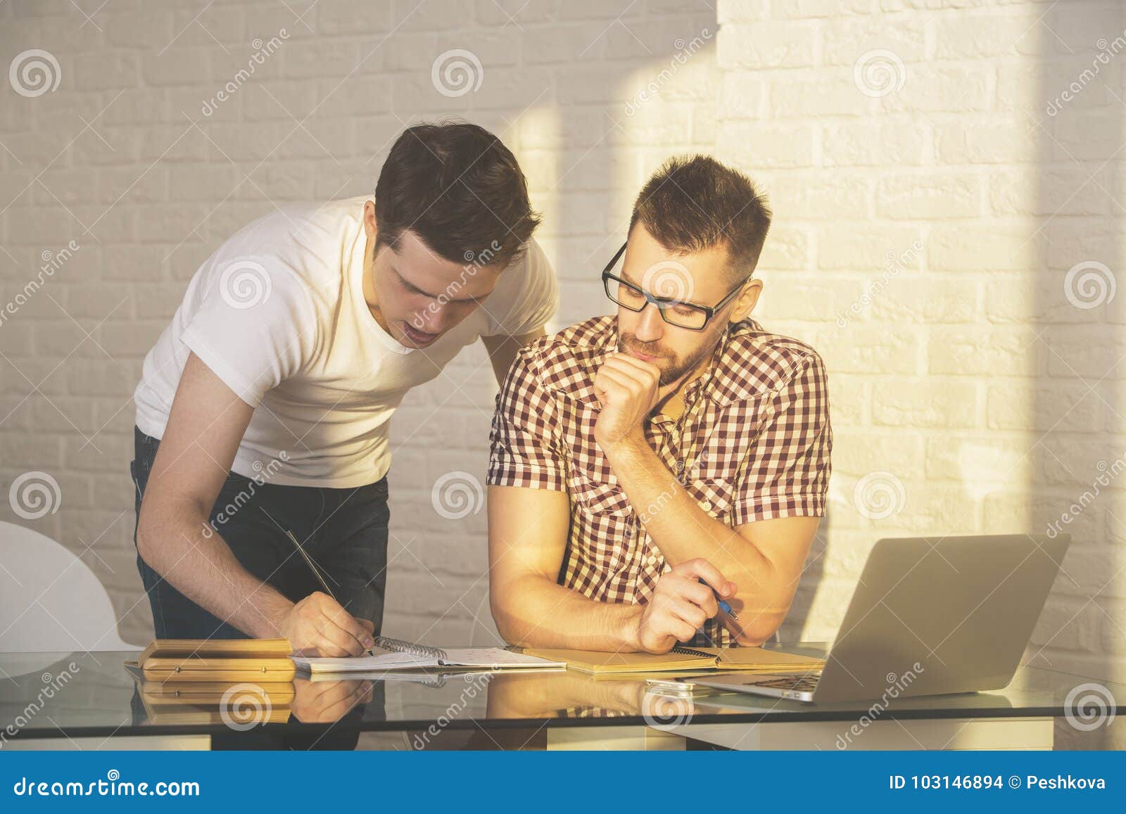 Attractive Males Working on Project Stock Photo - Image of corporate ...