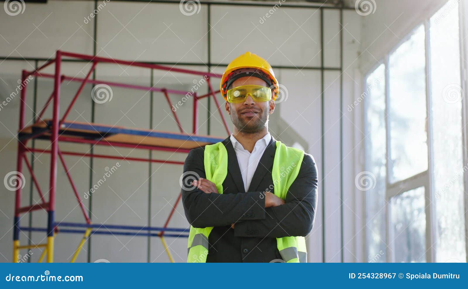 Attractive MAN Architect Posing in Front of the Camera Crossing Hands ...