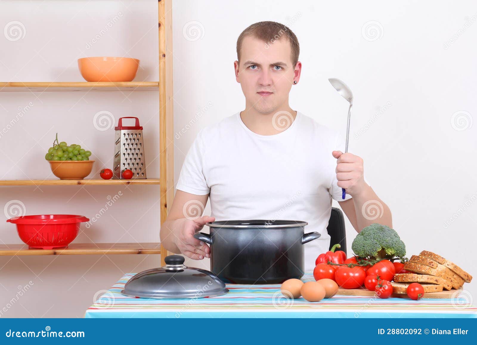 Attractive Man Cooking in the Kitchen Stock Photo - Image of breakfast ...