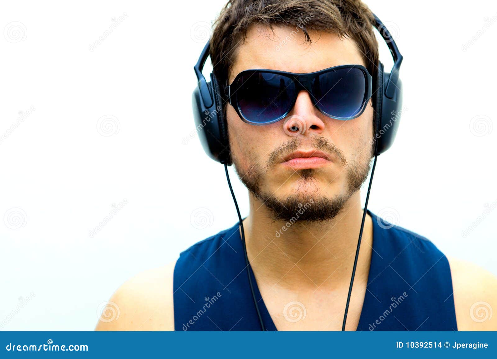 Attractive Man with Headphones Stock Photo - Image of music, closeup ...