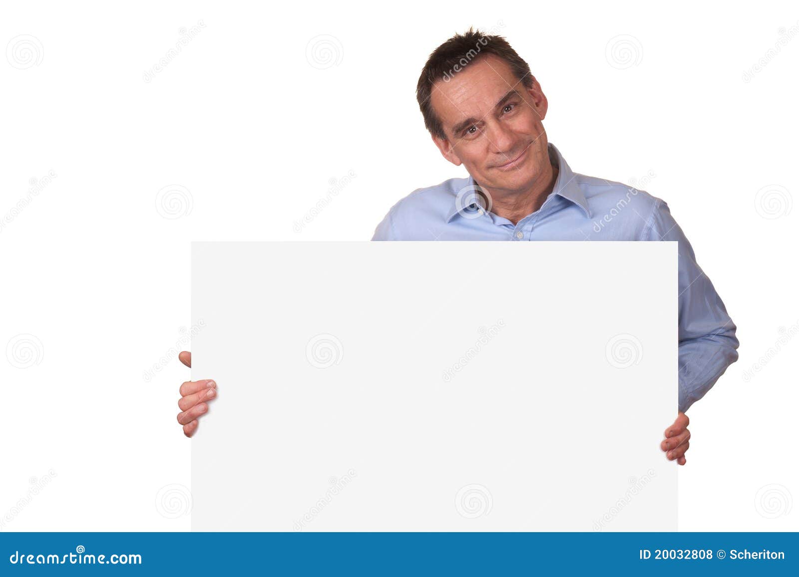 Attractive Man Holding Blank White Sign Stock Photo - Image of ...