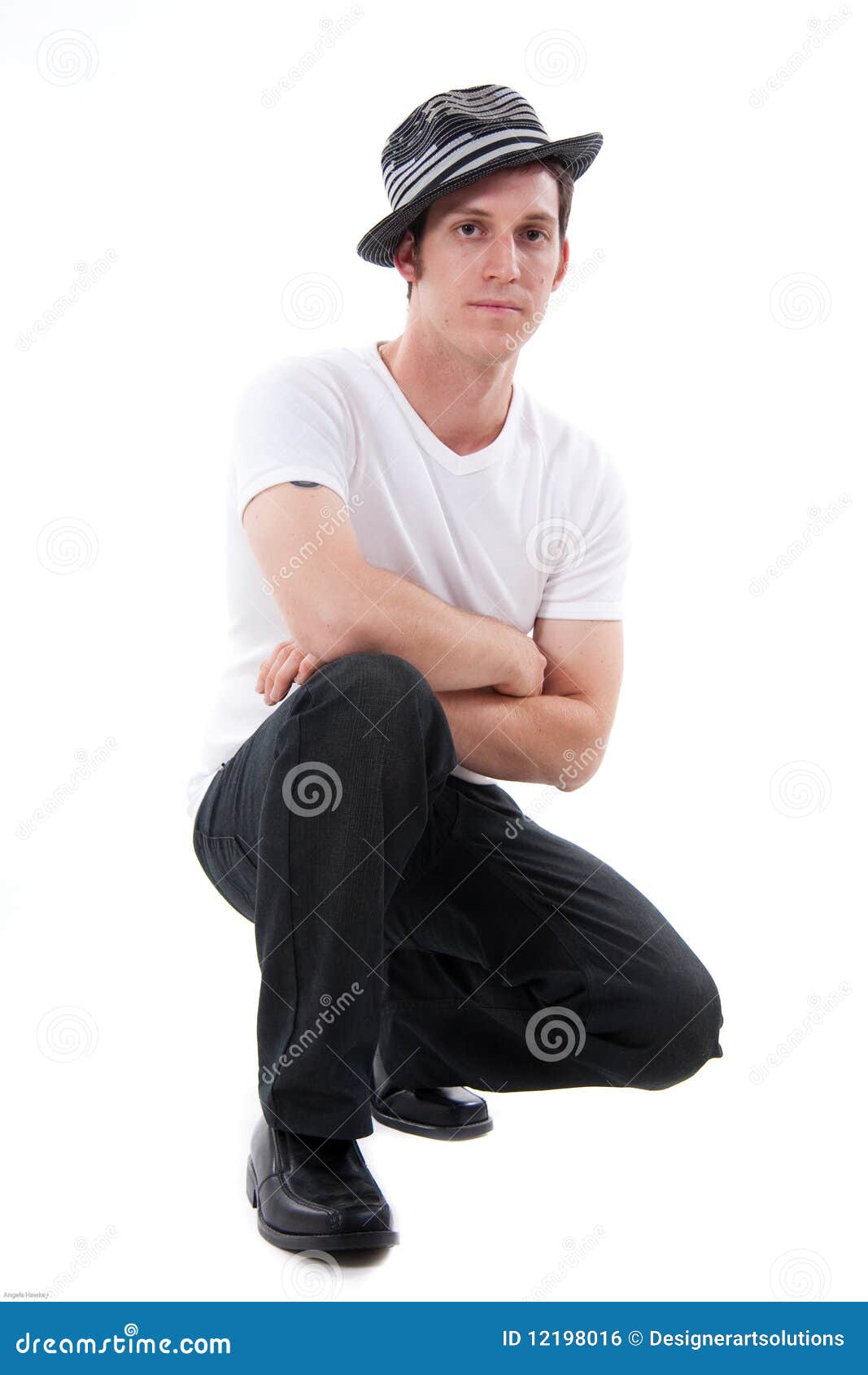 Person Kneeling Down Front View