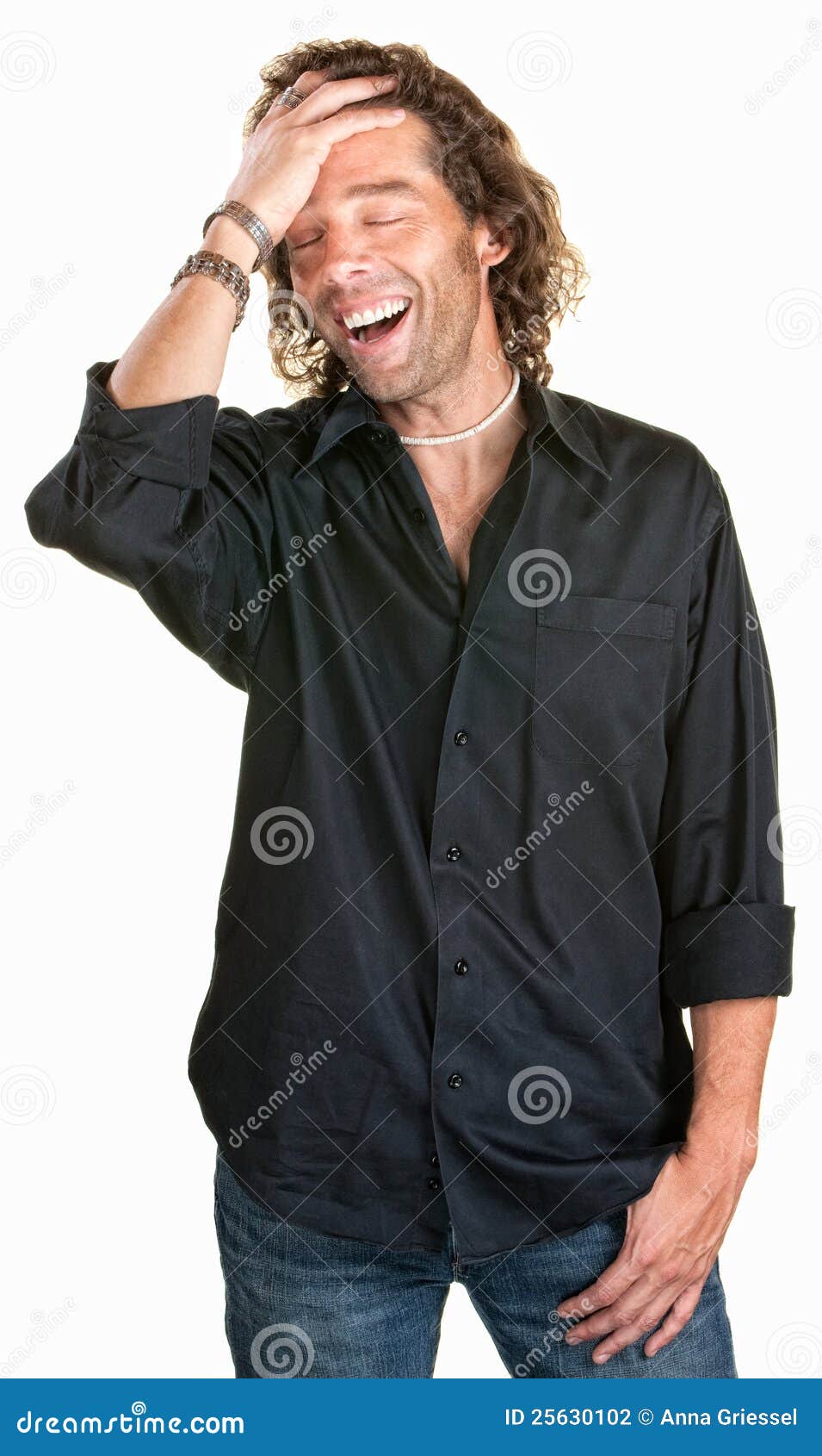 Attractive Man Laughing stock photo. Image of humor, necklace - 25630102