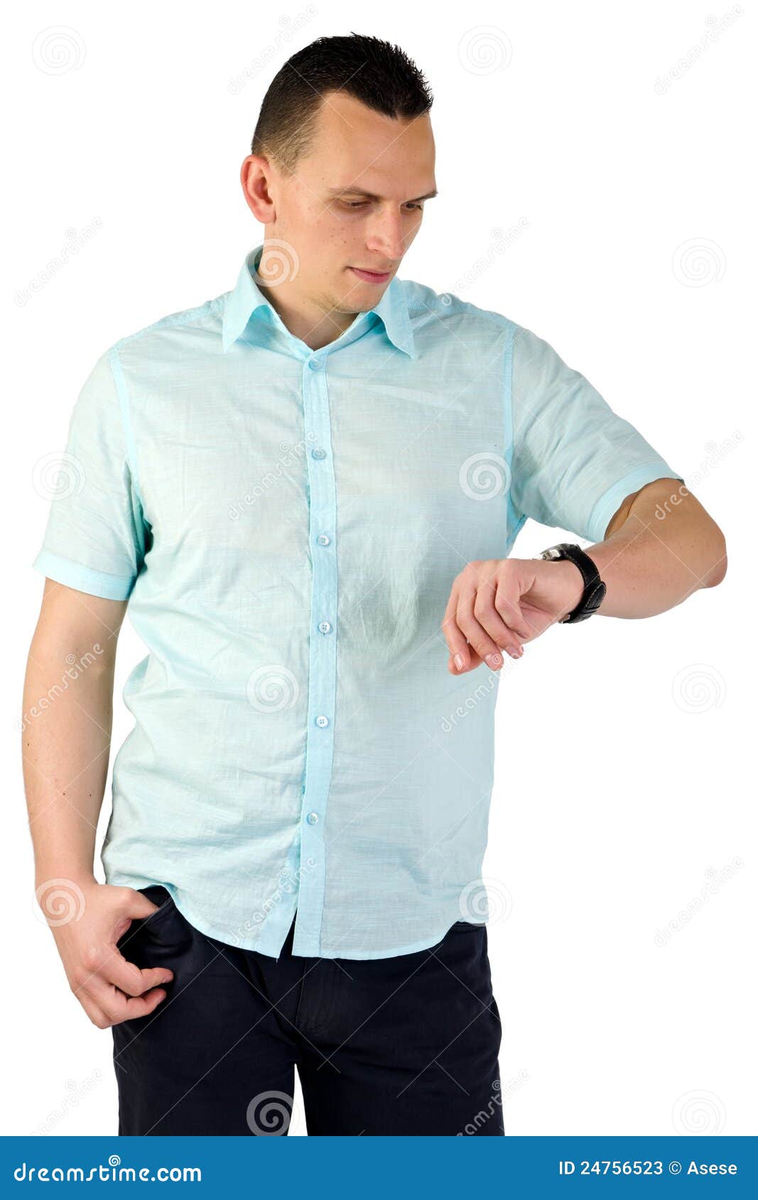 Attractive Man Looking at His Watch Stock Image - Image of modern ...