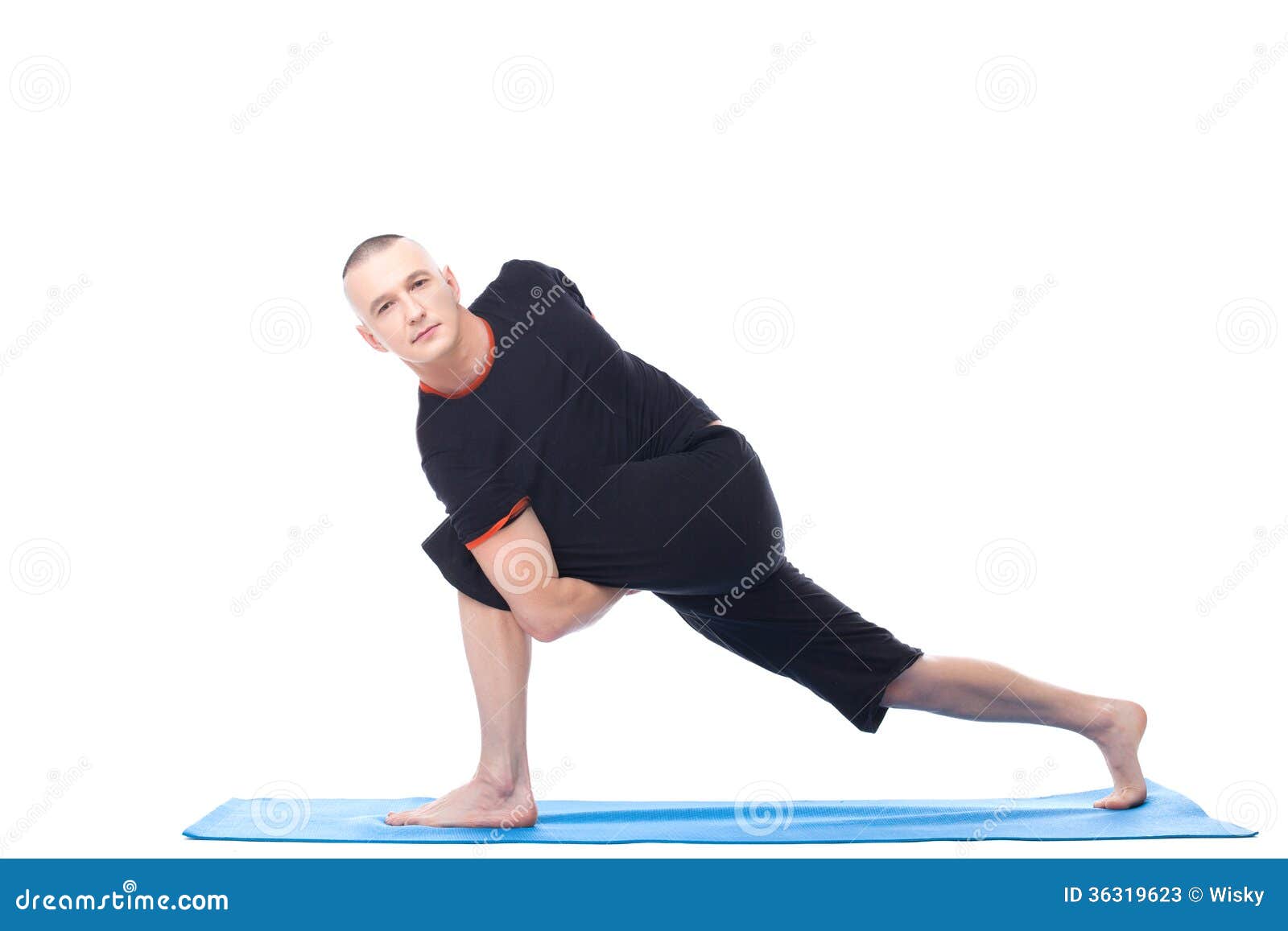 Attractive Man Posing in Difficult Yoga Position Stock Image - Image of ...