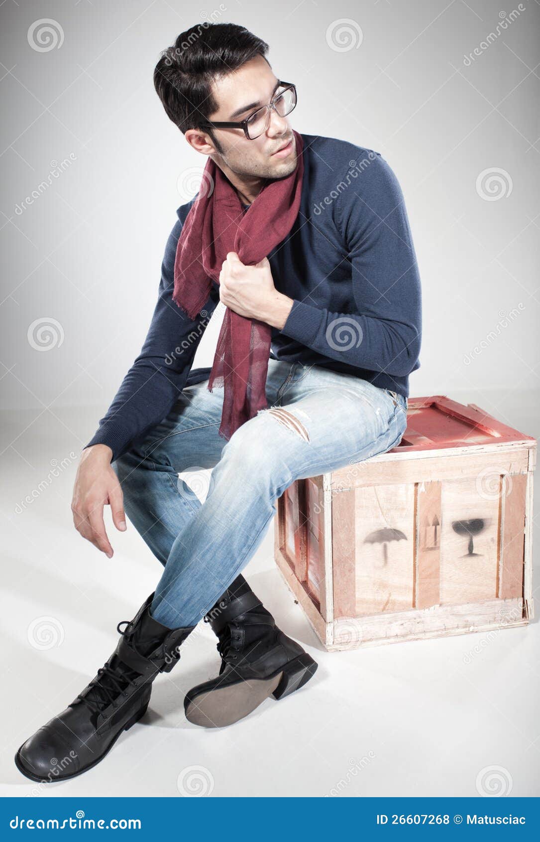 Attractive Man Posing in the Studio Stock Photo - Image of cheerful ...