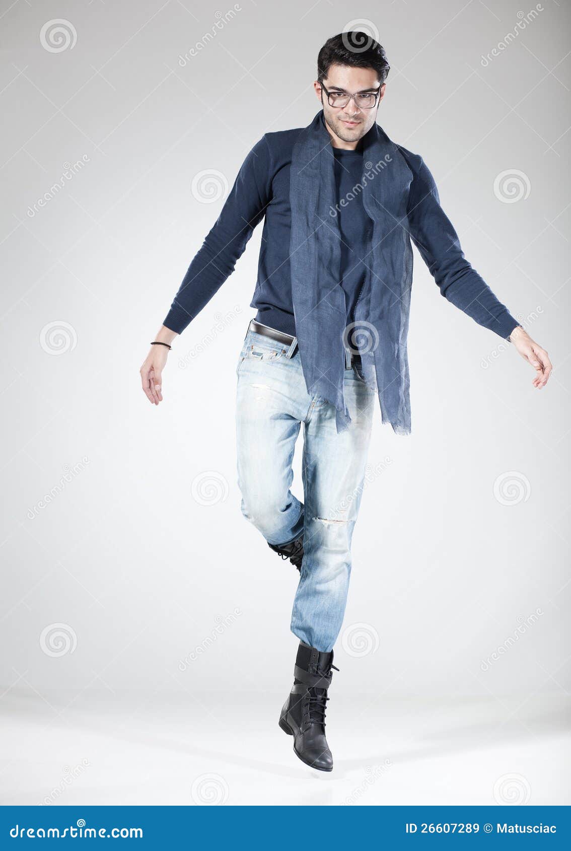 Attractive Man Posing in the Studio - Full Body Stock Image - Image of ...