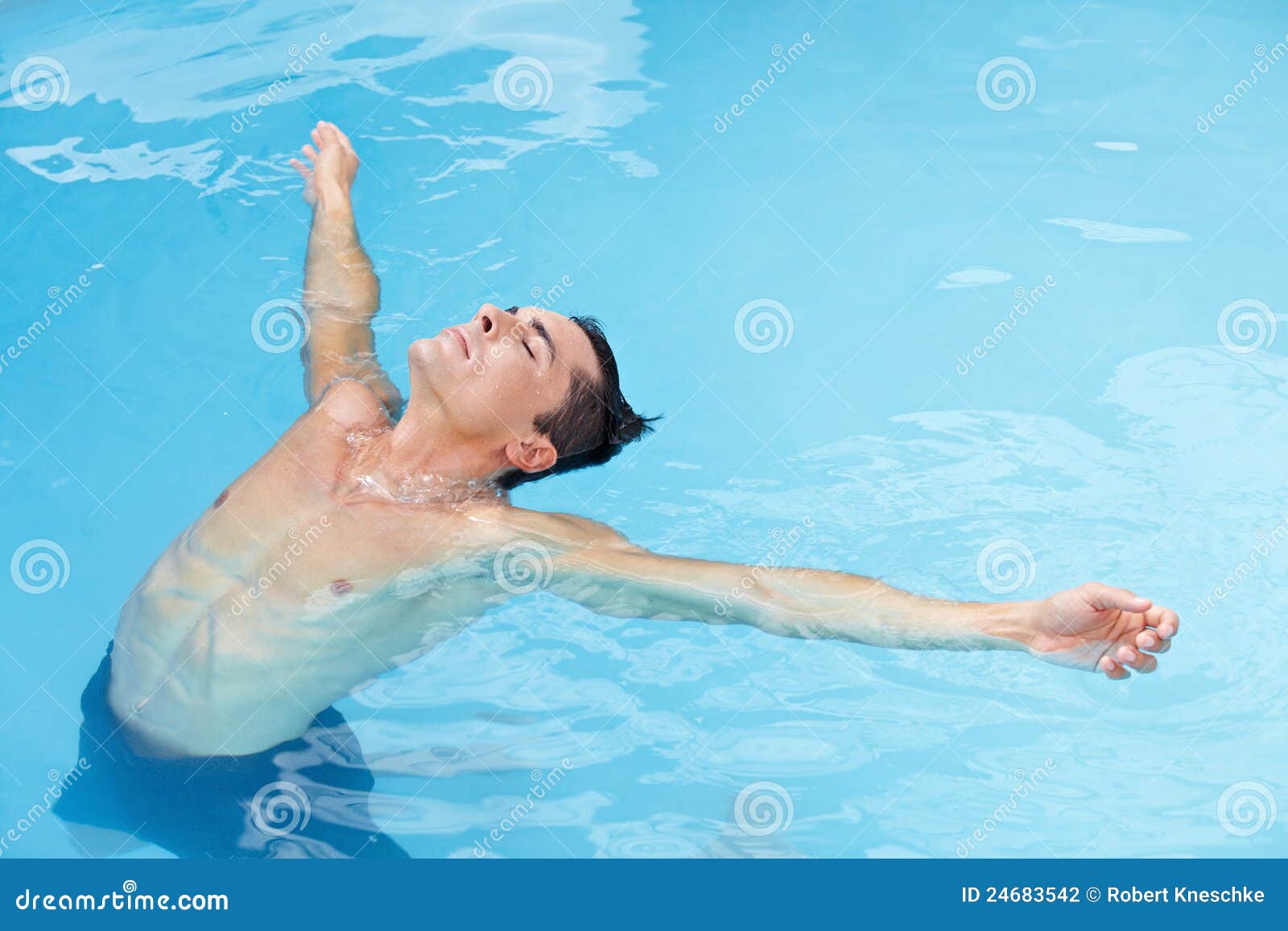 Attractive Man Relaxing in Ocean Stock Photo - Image of recreation ...