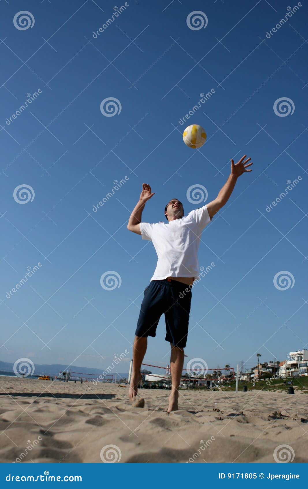 Attractive Man Serving Volleyball Stock Image - Image of activity ...