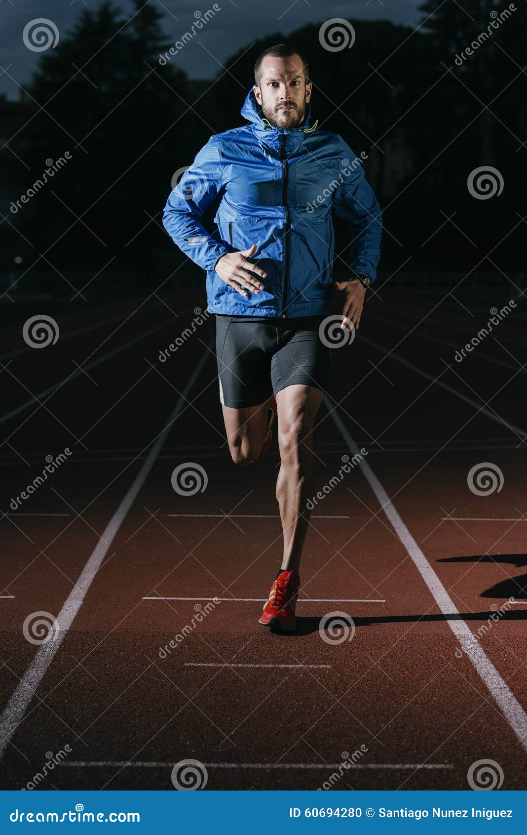 Attractive Man Track Athlete Running on Track Stock Photo - Image of ...
