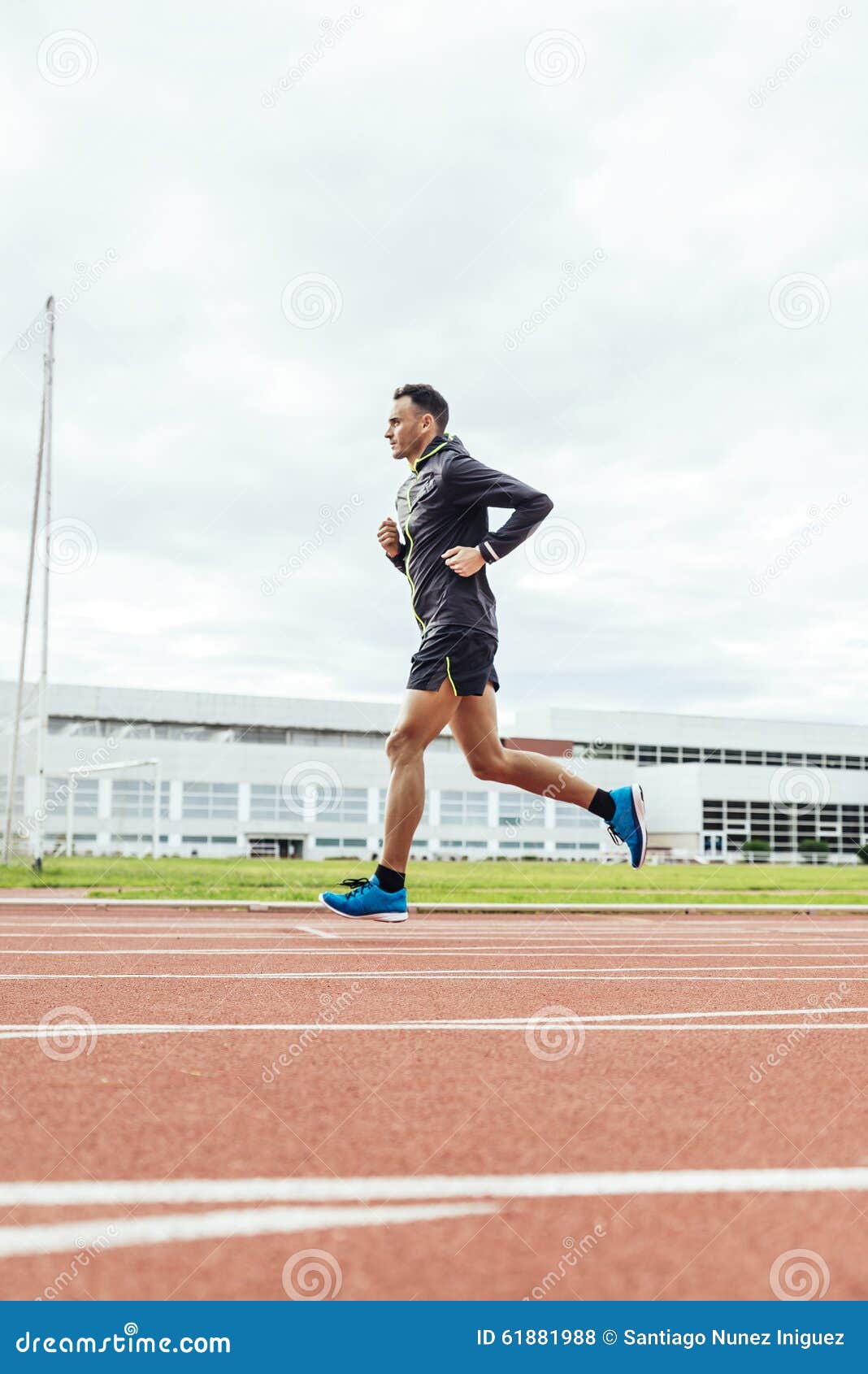 Attractive Man Track Athlete Running on Track Stock Photo - Image of ...