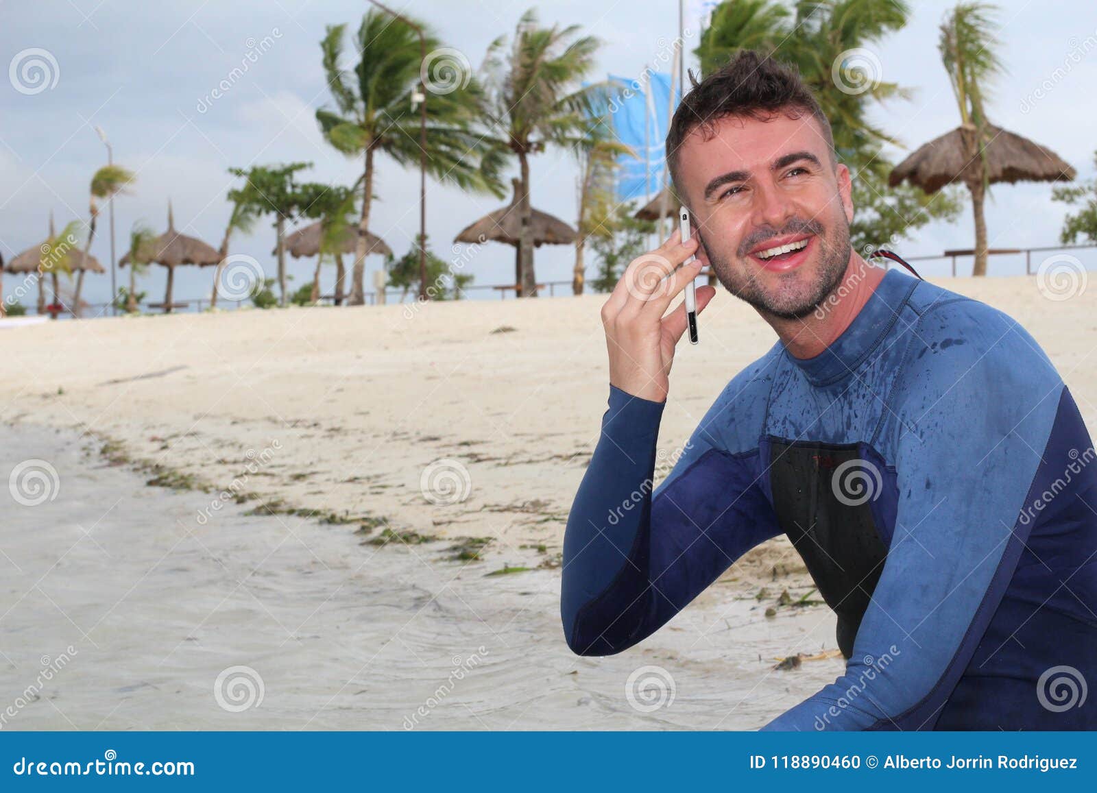 Attractive Man Using International Roaming Stock Photo - Image of ...