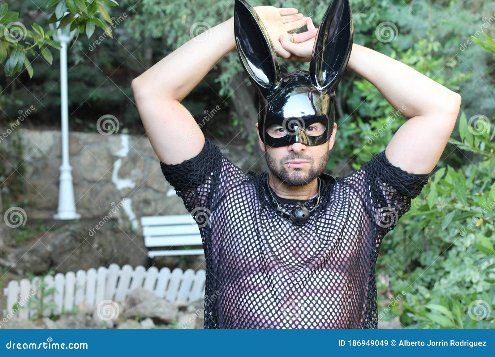 Attractive Man Wearing Bunny Mask Stock Image - Image of passion, black ...