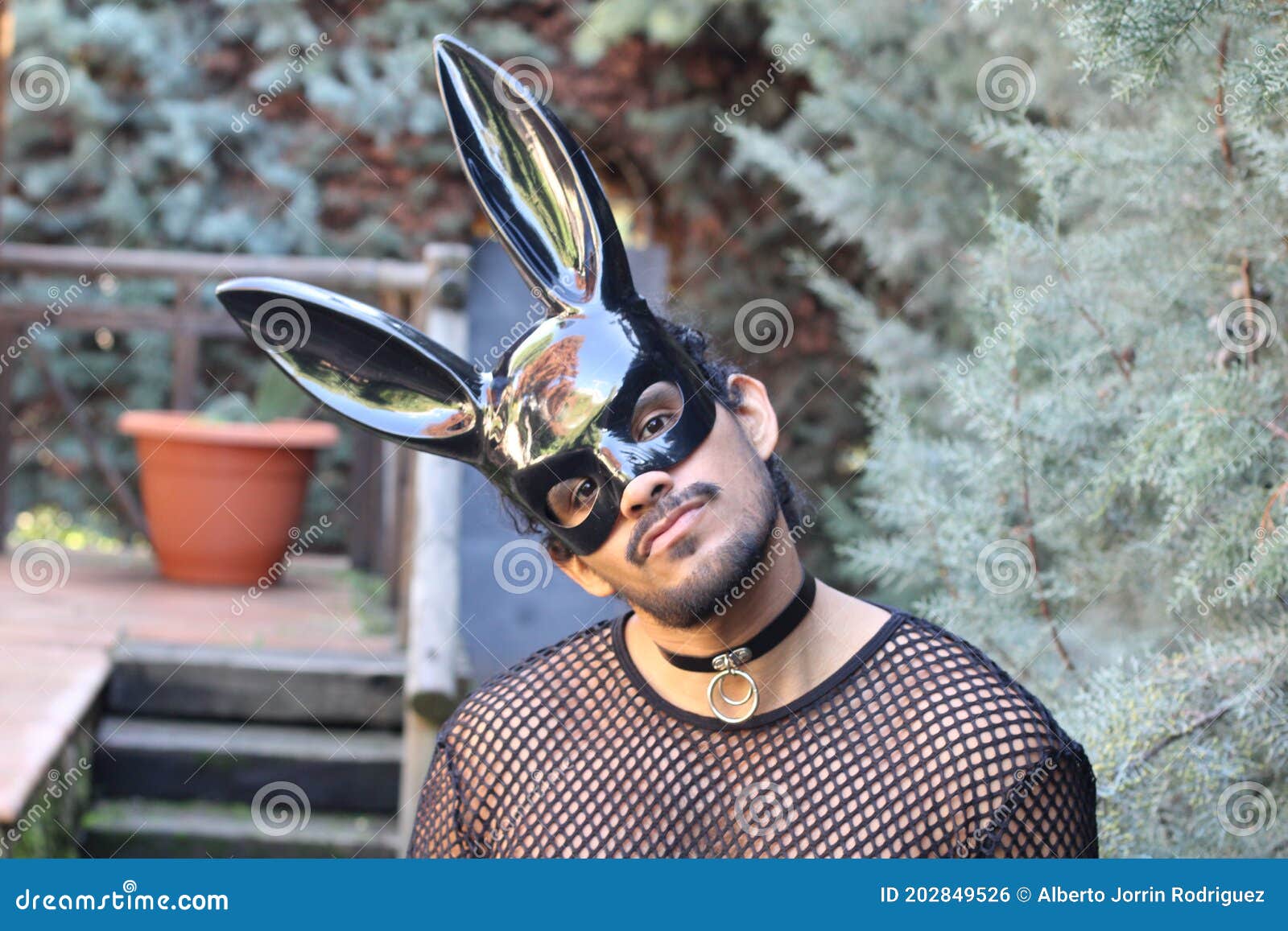 Attractive Man Wearing Bunny Mask Stock Photo - Image of dancer ...
