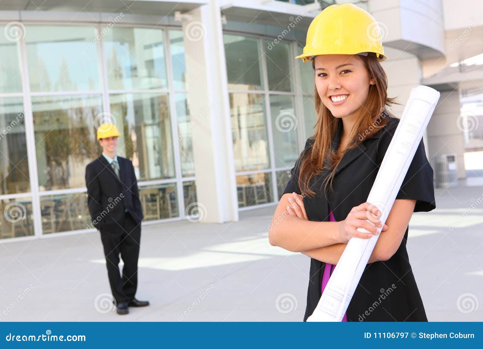 Attractive Man and Woman Construction Stock Image - Image of foreman ...
