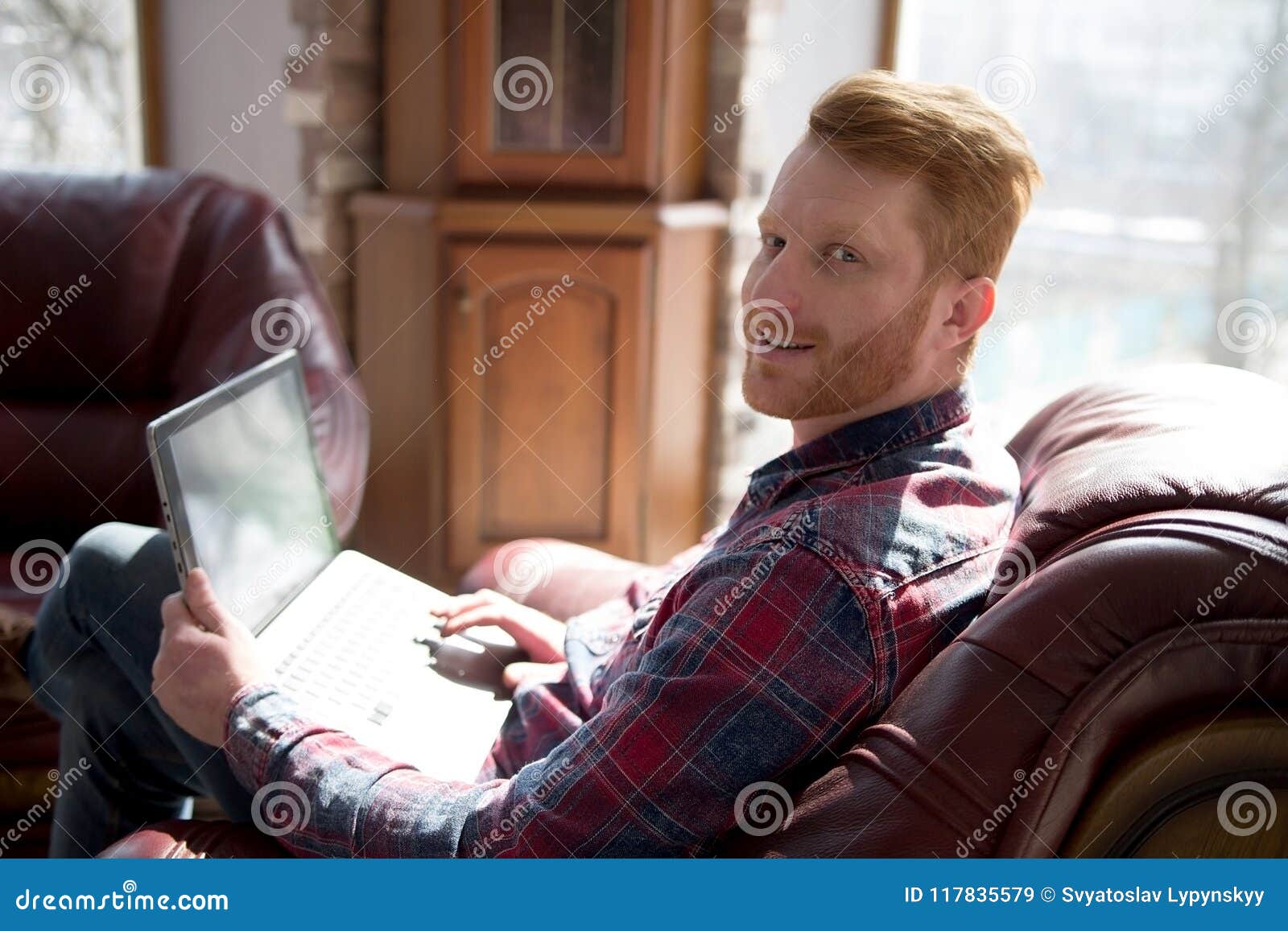 Attractive Man Working on Computer. Stock Image - Image of successful ...