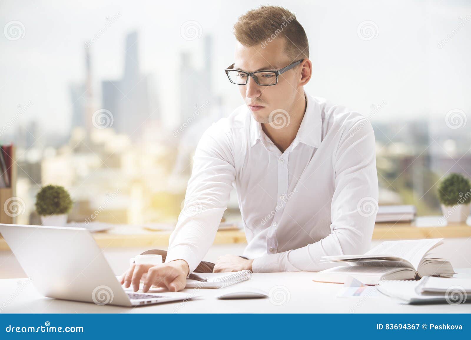 Attractive Man Working on Project Stock Image - Image of caucasian ...