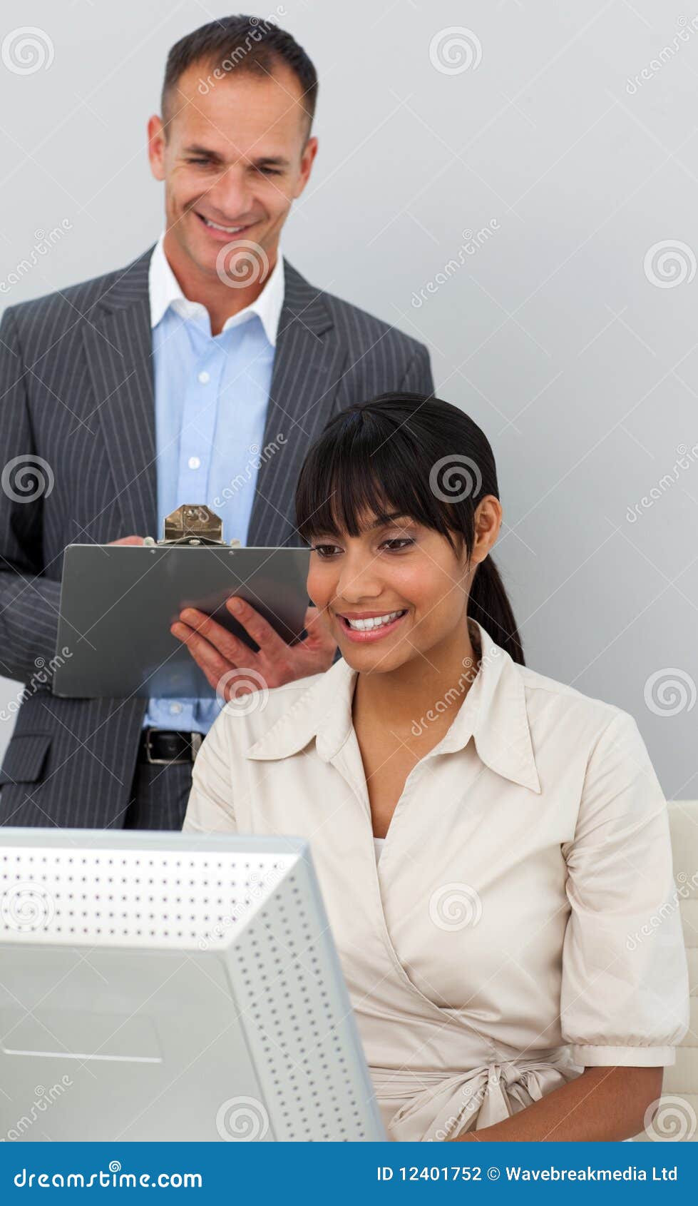 Attractive Manager Checking His Employee S Work Stock Photo - Image of ...