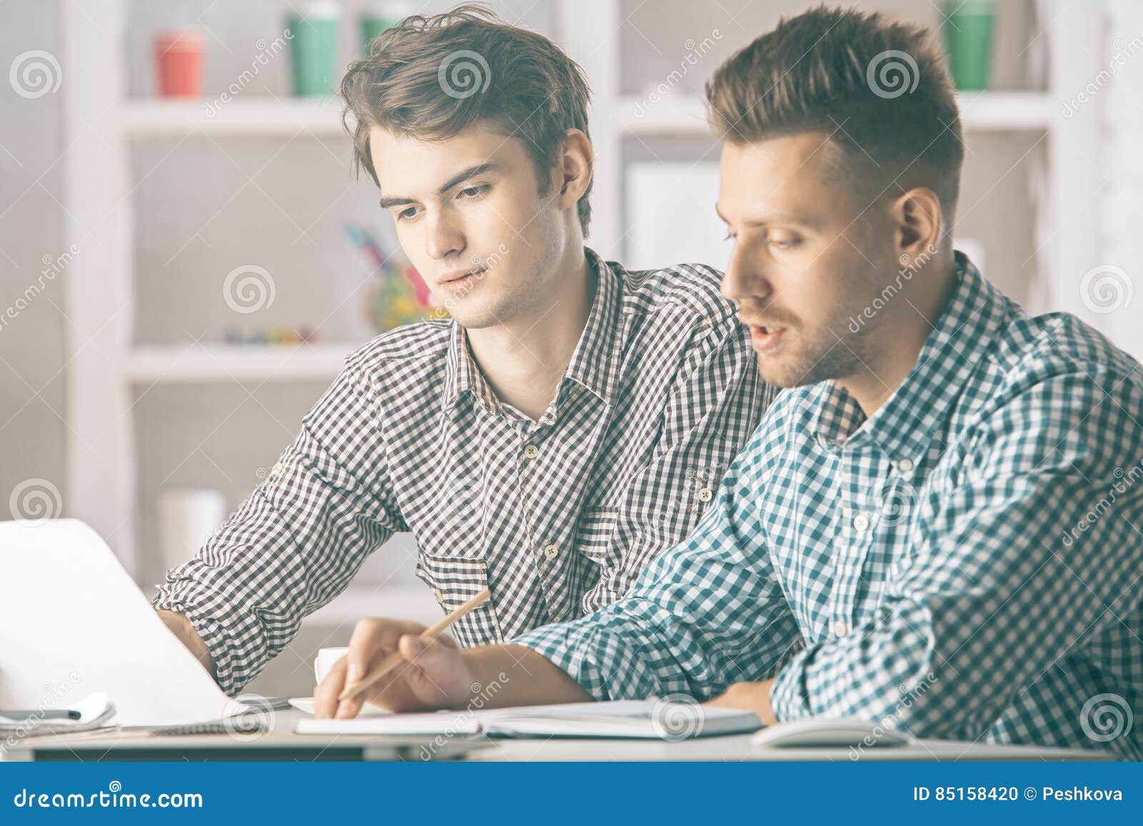 Attractive Men Doing Paperwork Stock Photo - Image of desk, occupation ...