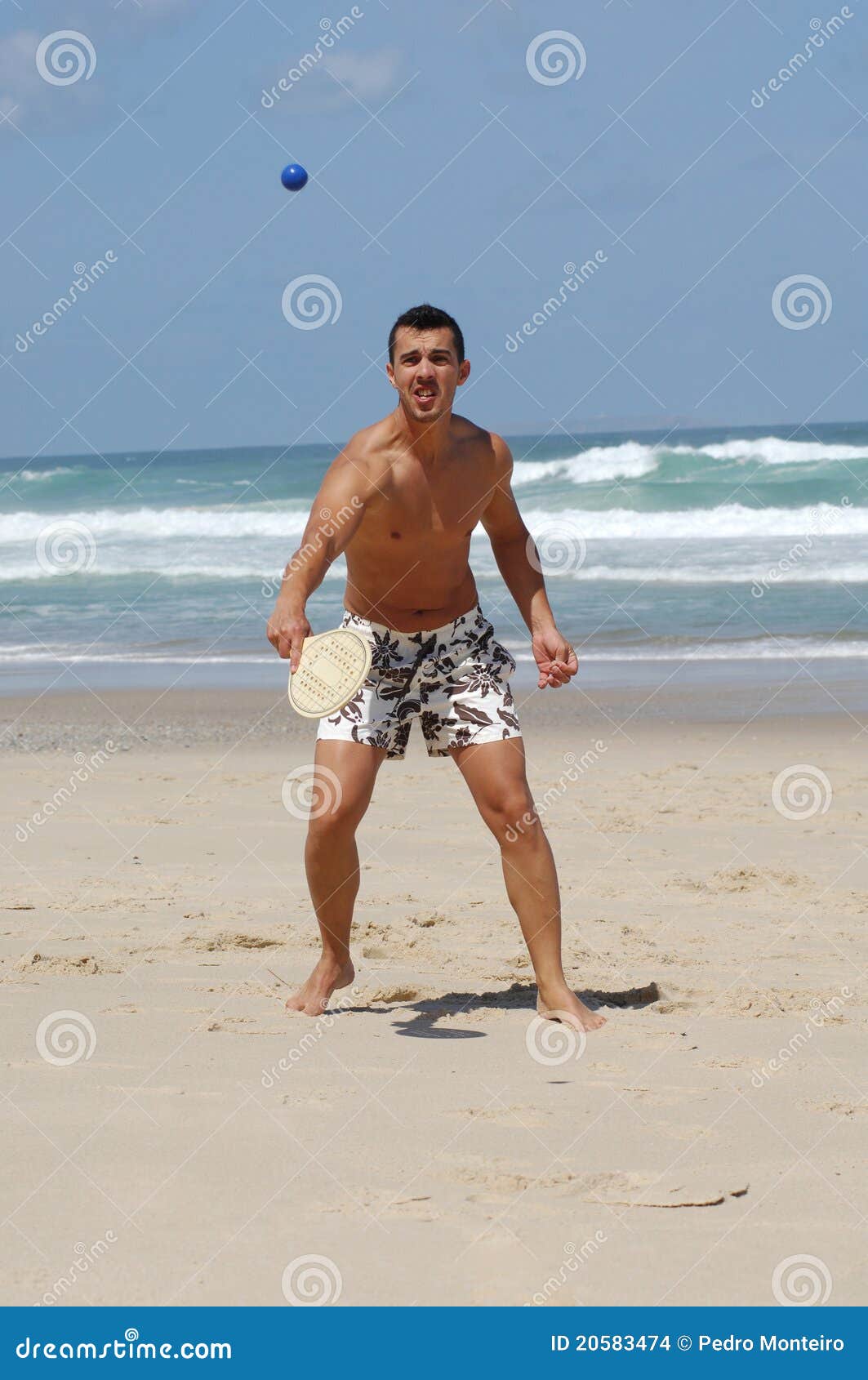 Attractive Men Playing Beach Tennis Stock Photo - Image of blue ...