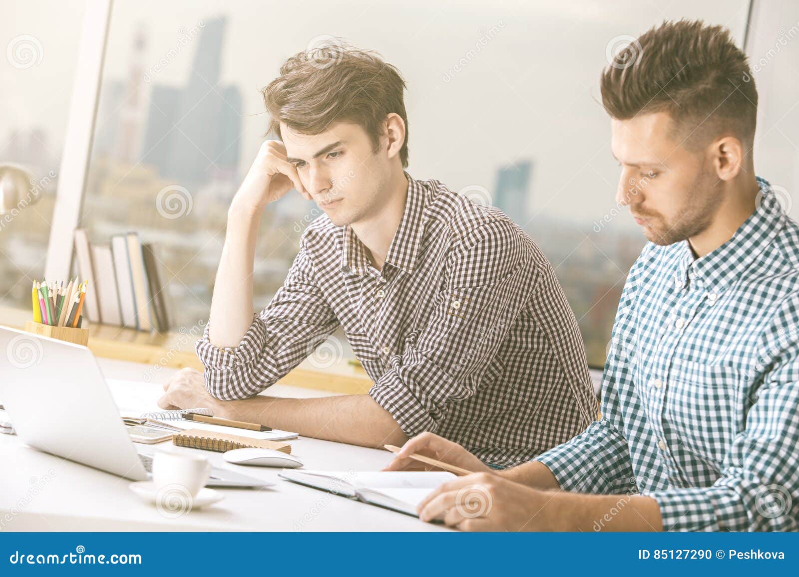 Attractive Men Working on Project Stock Photo - Image of businessmen ...