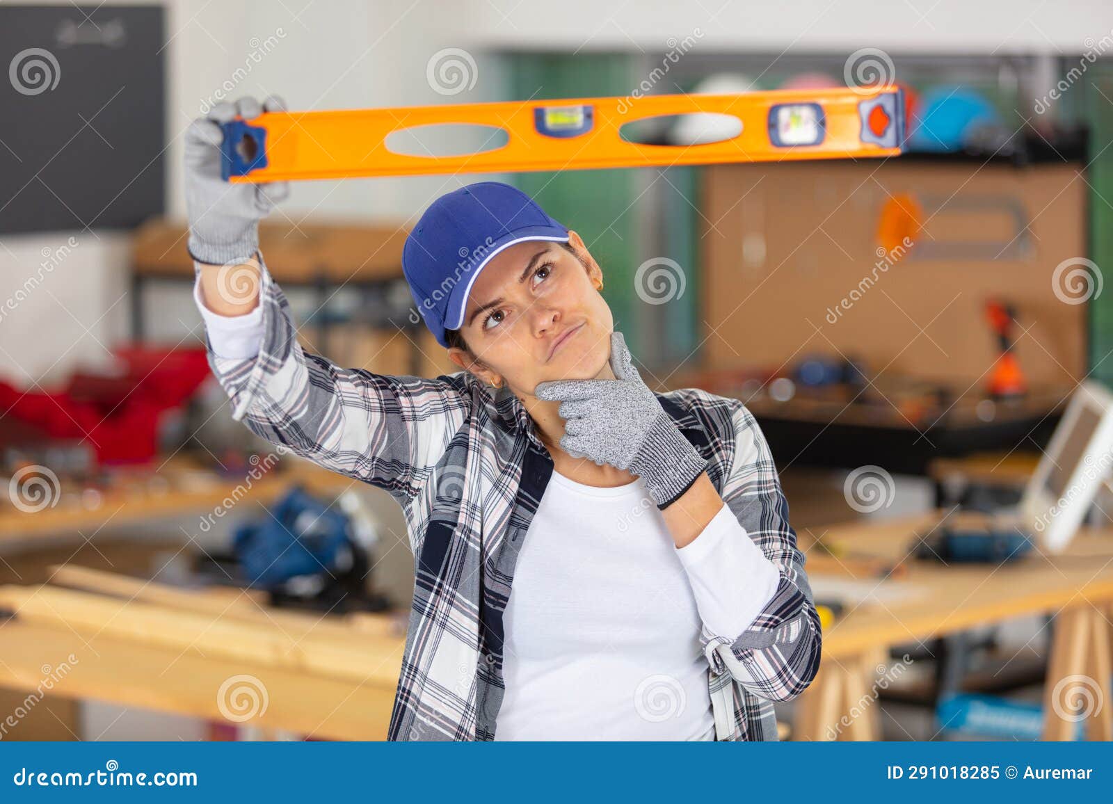 Attractive Middle Aged Professional Female Carpentry Worker Stock Image ...