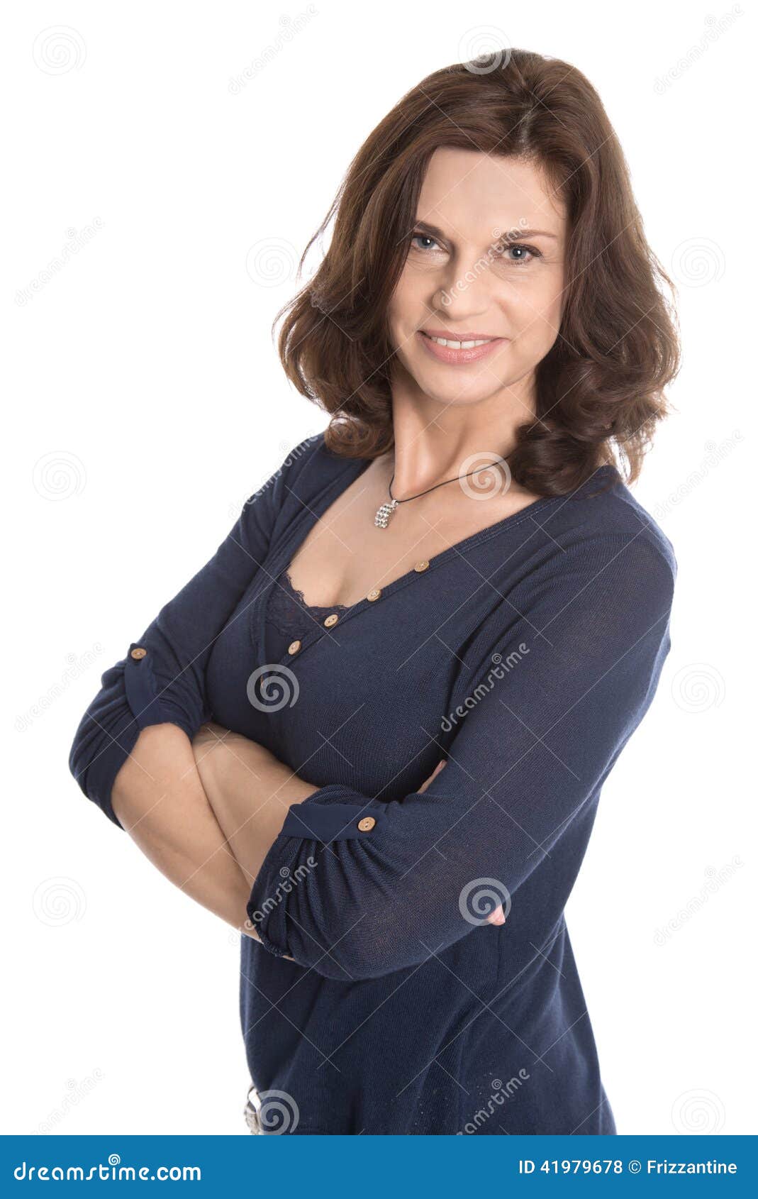 Attractive Middle Aged Woman Isolated Over White. Stock Photo - Image ...