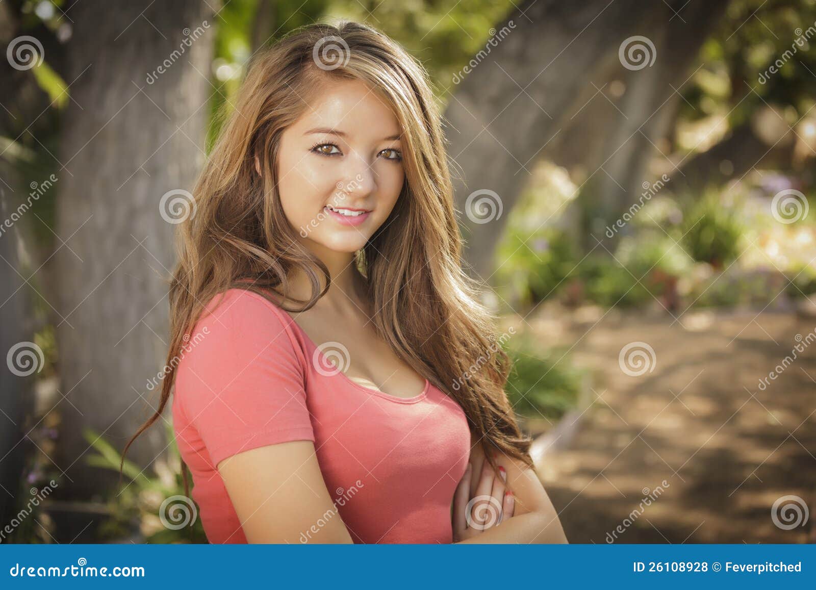 Attractive Mixed Race Girl Portrait Stock Photo - Image of beautiful ...