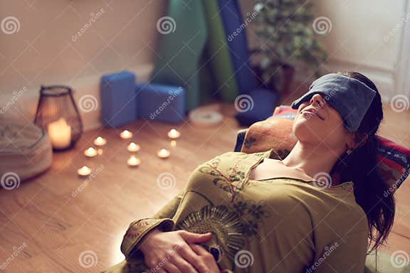 Attractive Mixed Race Woman Doing Restorative Yoga Stock Image - Image ... Attractive Mixed Race Woman Doing Restorative Yoga Stock Image - Image ...