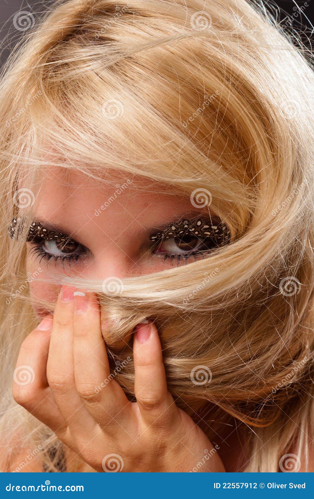 Attractive Model is Hiding Behind Her Hair Stock Photo - Image of human ...