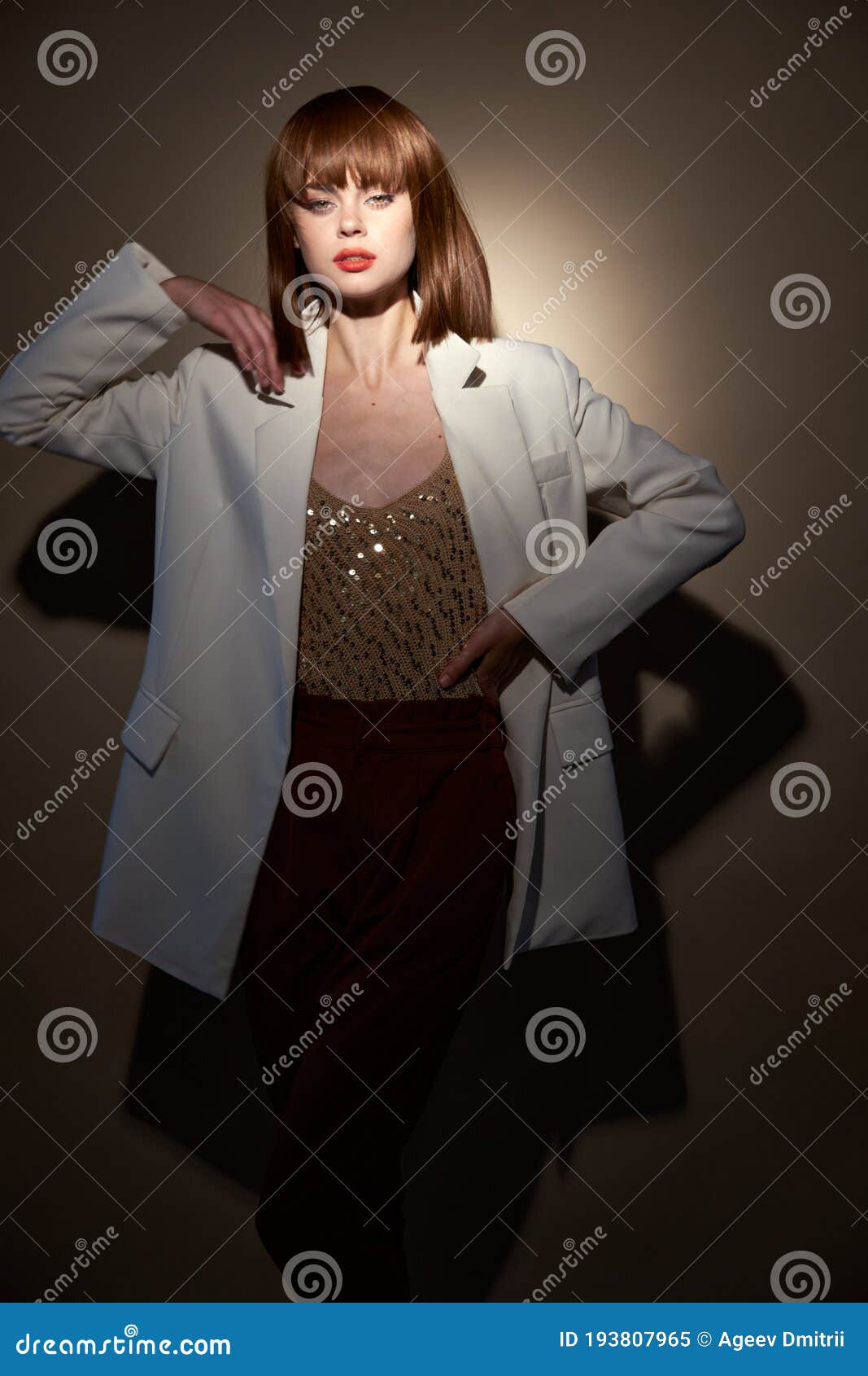 Attractive Model in Light Coat Look at the Camera Stock Image - Image ...