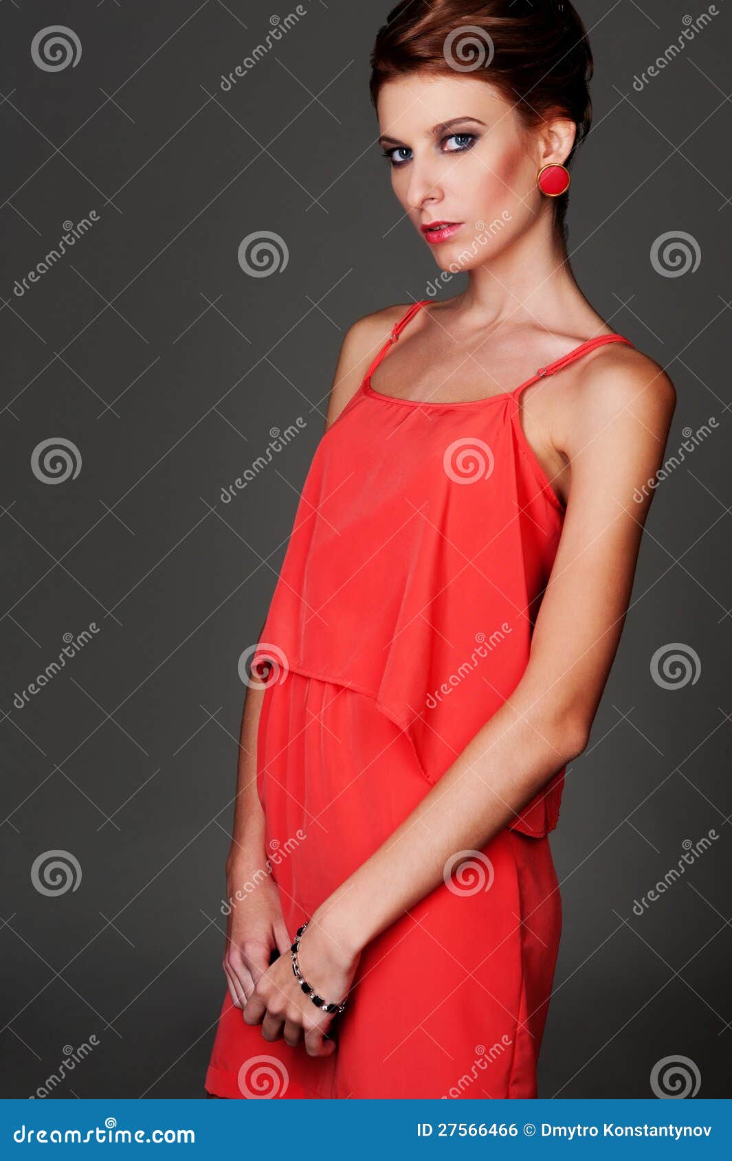 Attractive Model in Red Dress Stock Photo - Image of dark, adult: 27566466