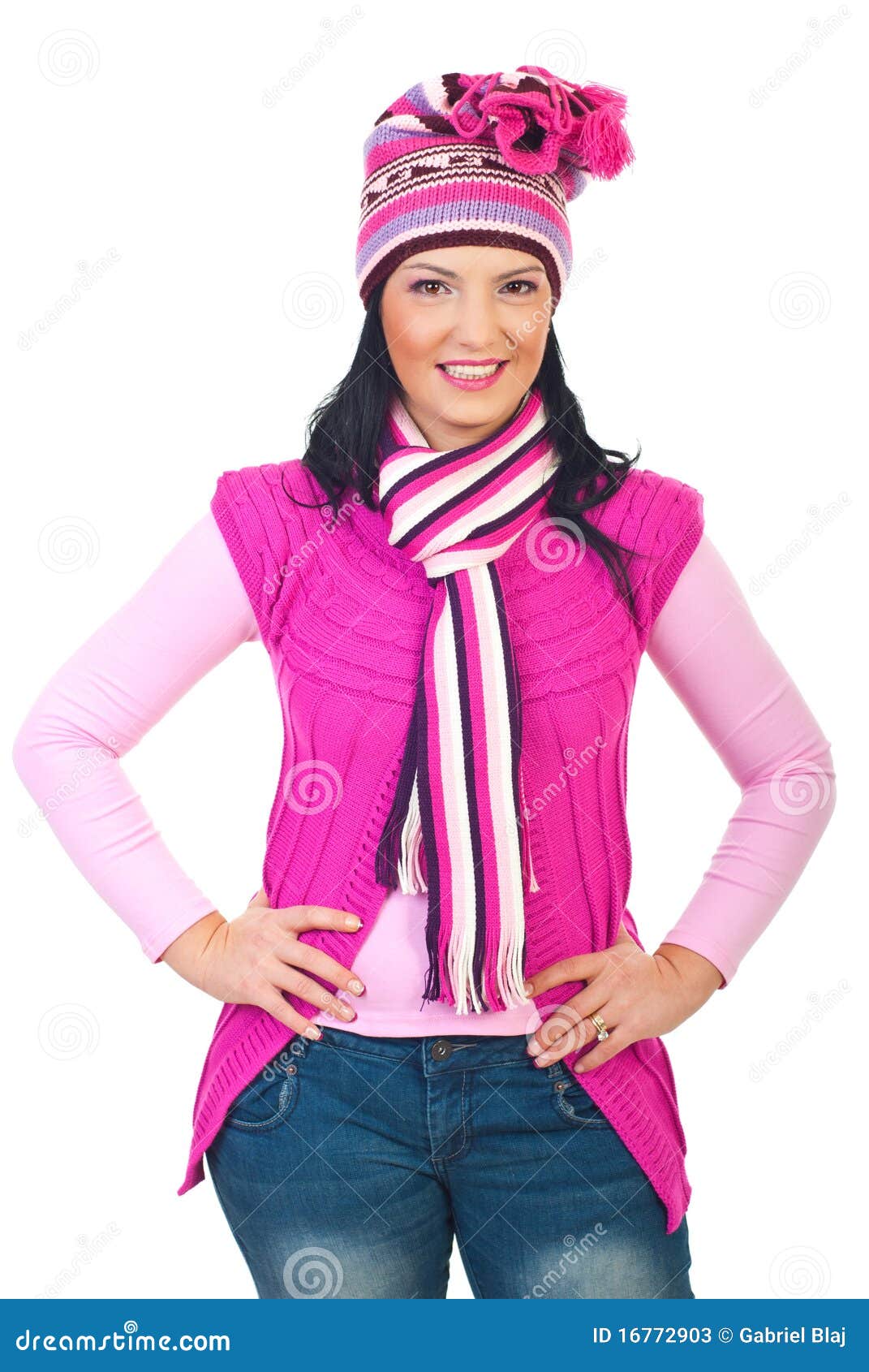 Attractive Model Woman in Pink Knitted Clothes Stock Image - Image of ...