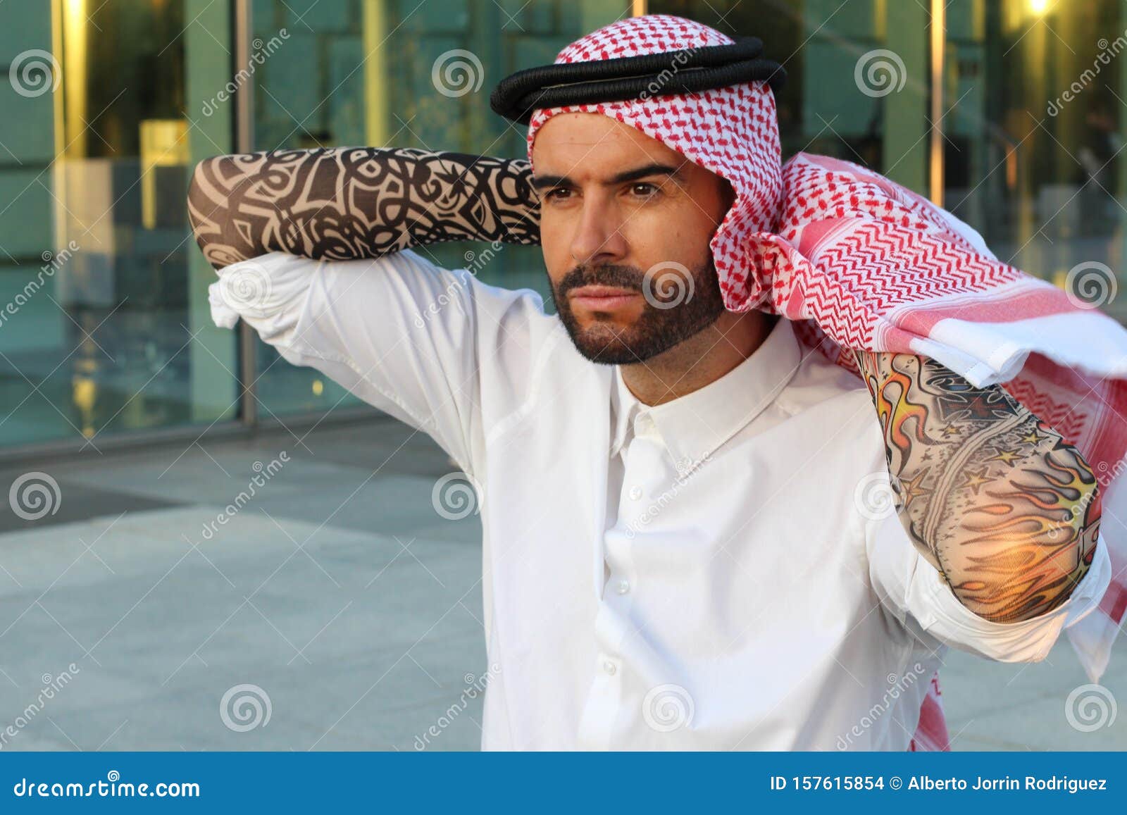 Attractive Modern Arabic Man Looking Away Stock Photo - Image of ...