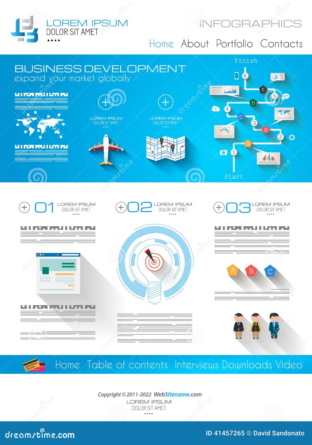 Attractive Modern Business Web Template with Flat UI Elements. Stock ...