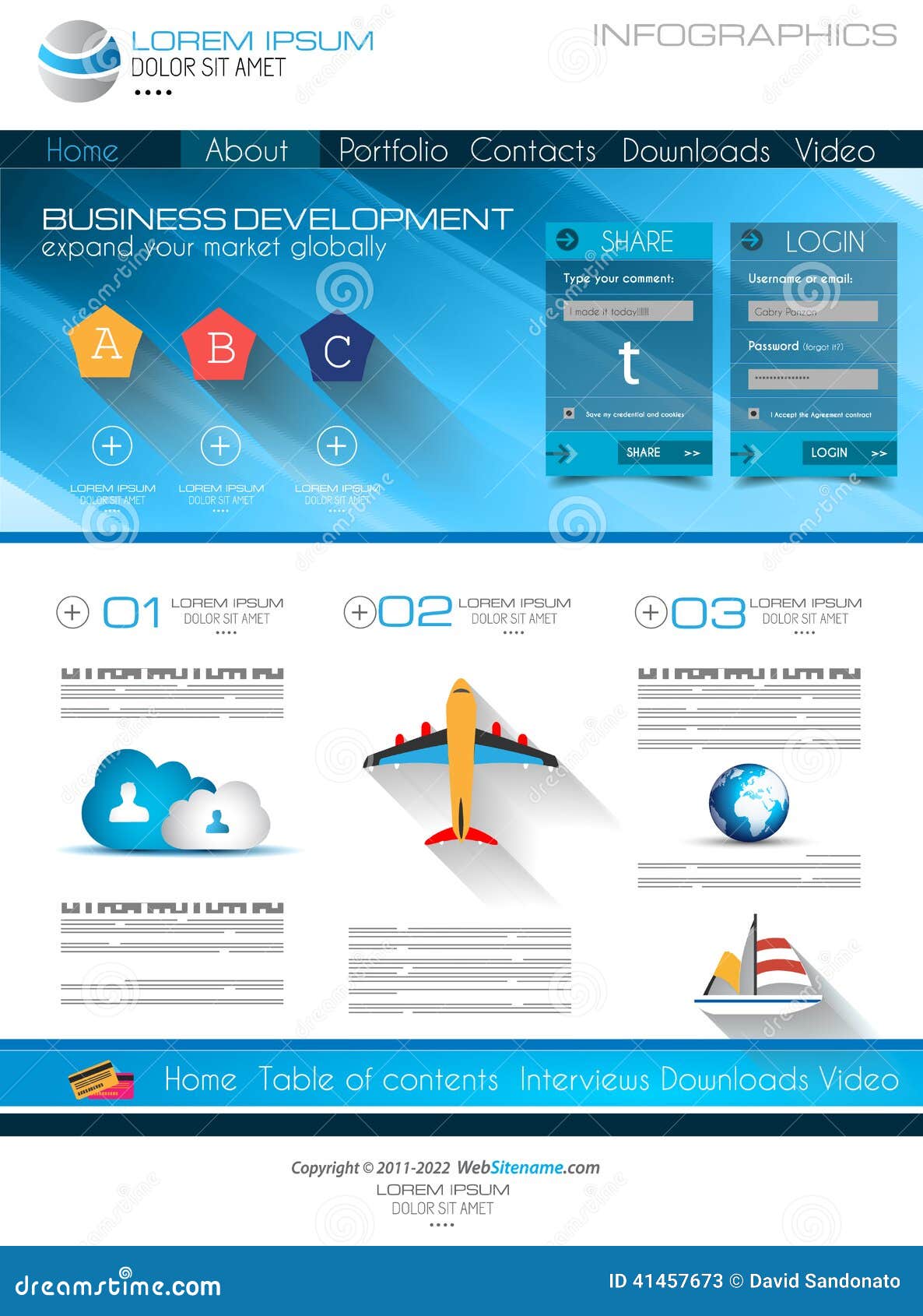 Attractive Modern Web Template with Flat UI Elements. Stock Vector ...