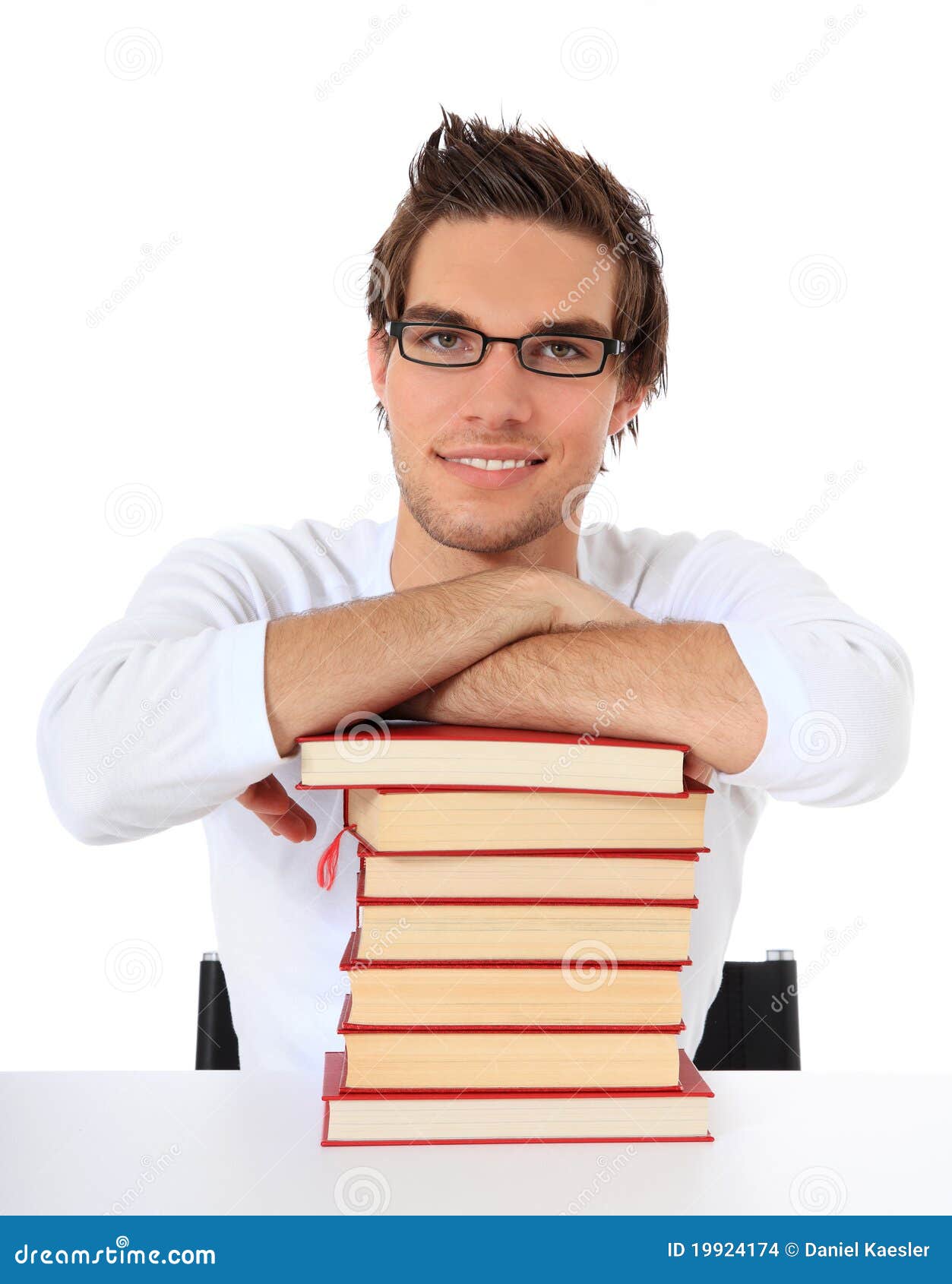 Attractive Motivated Student Stock Photo - Image of optimistic, books ...