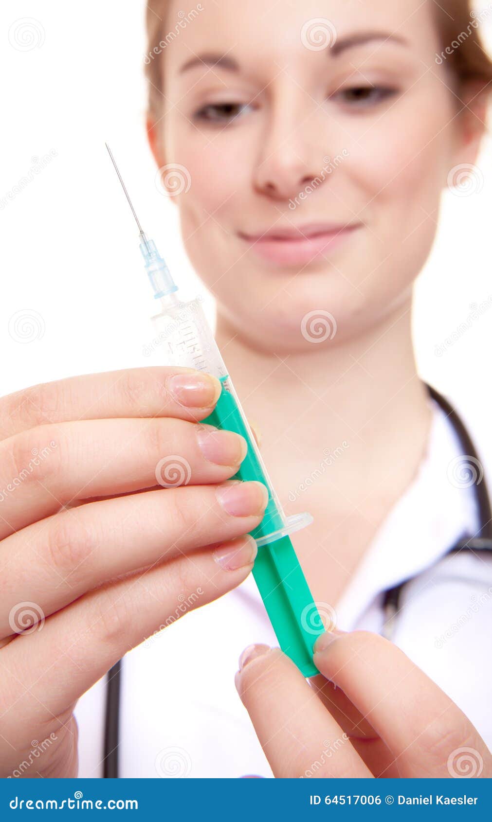 Attractive Nurse Preparing Syringe Stock Photo - Image of scrubs ...