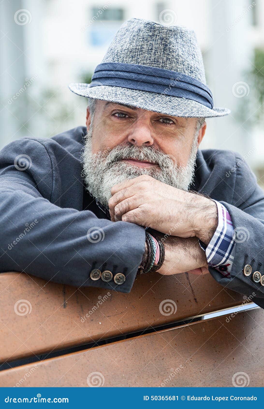 Attractive Old Man With Beard And Hat Stock Image Image Of Conceited